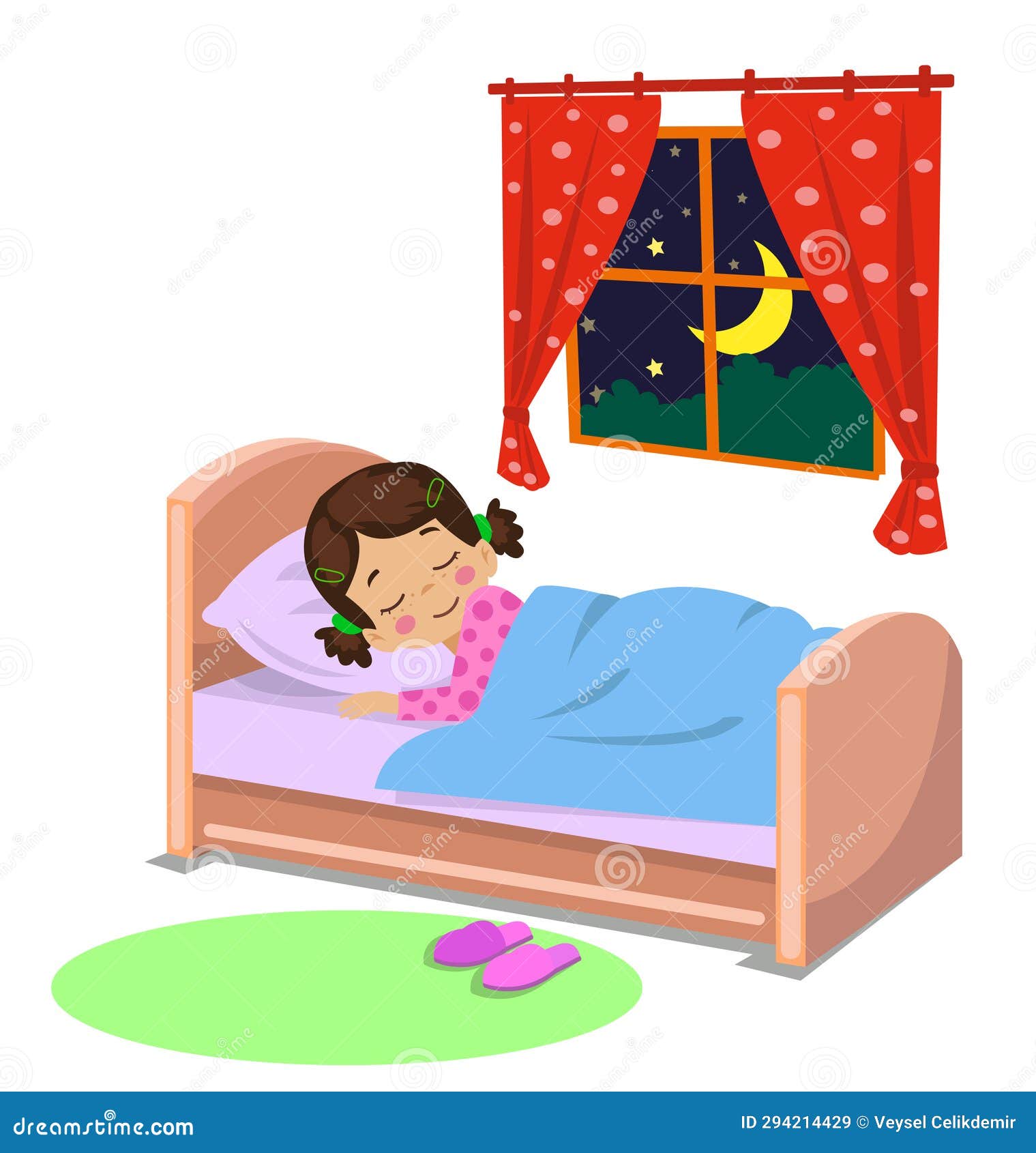 Cute boy sleeping at night stock illustration. Illustration of clip ...