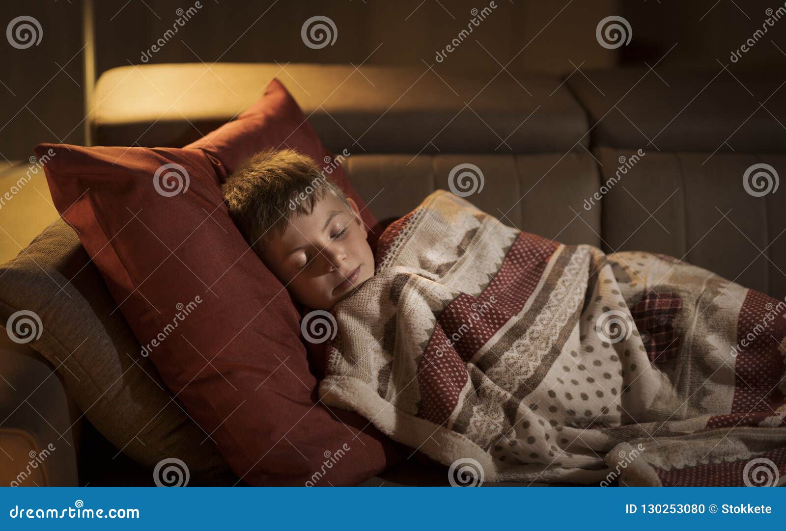 Cute Boy Sleeping on the Sofa Stock Photo - Image of childhood, cozy ...