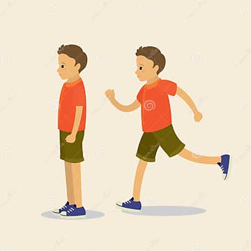 Cute Boy is Standing and Active,profile View Stock Vector ...