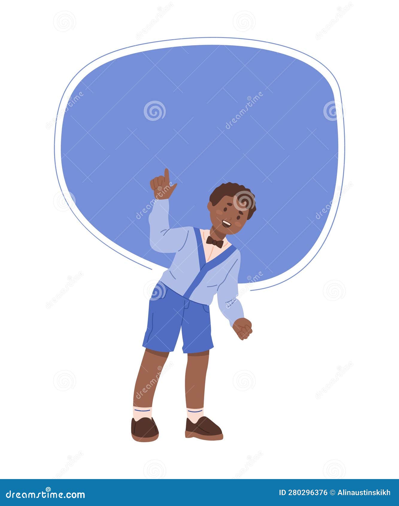 Cute Boy Standing Front of Text Box Blank Banner Frame on White ...