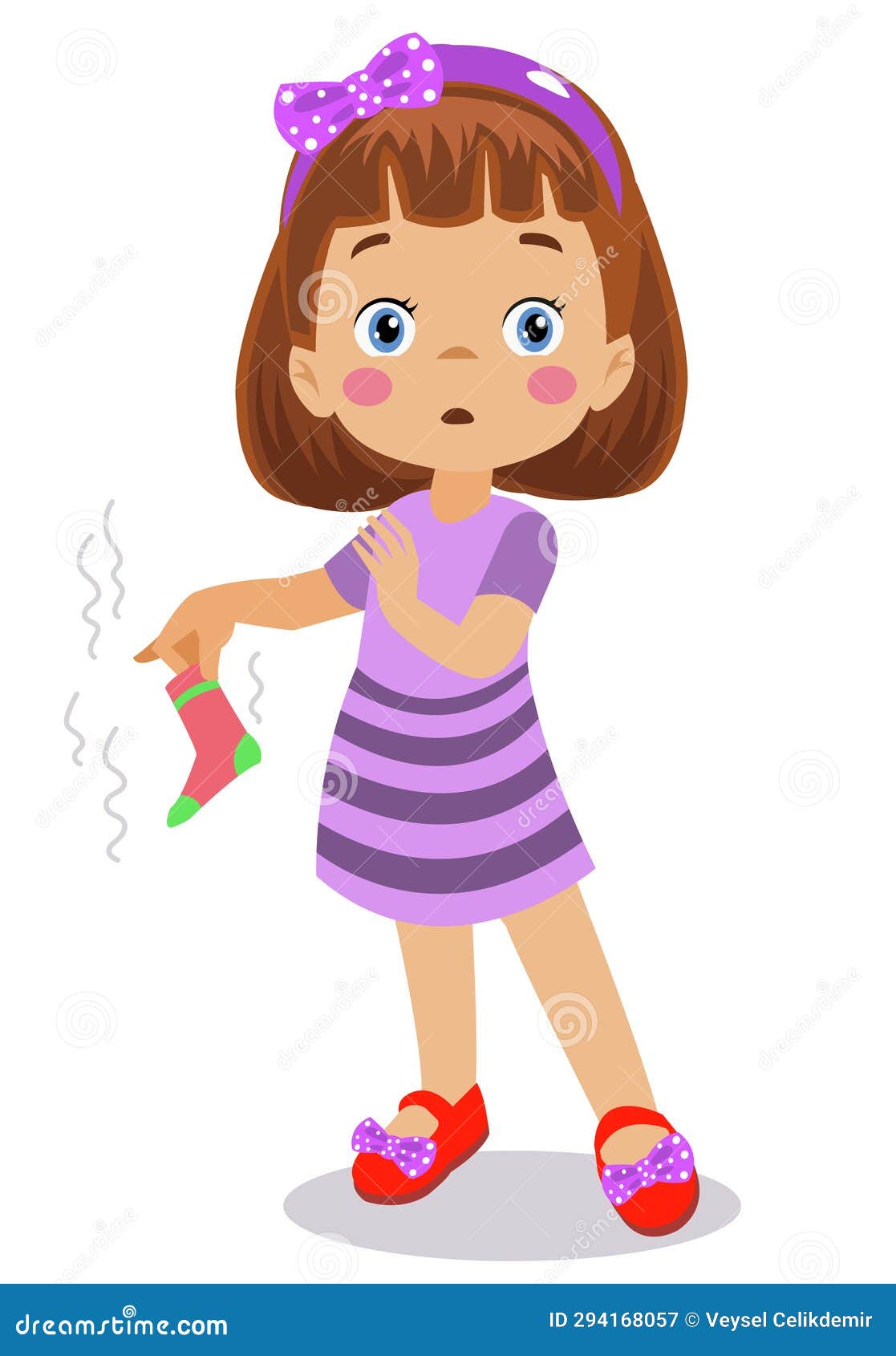 Cute Boy With Stinky Socks Vector Illustration | CartoonDealer.com ...