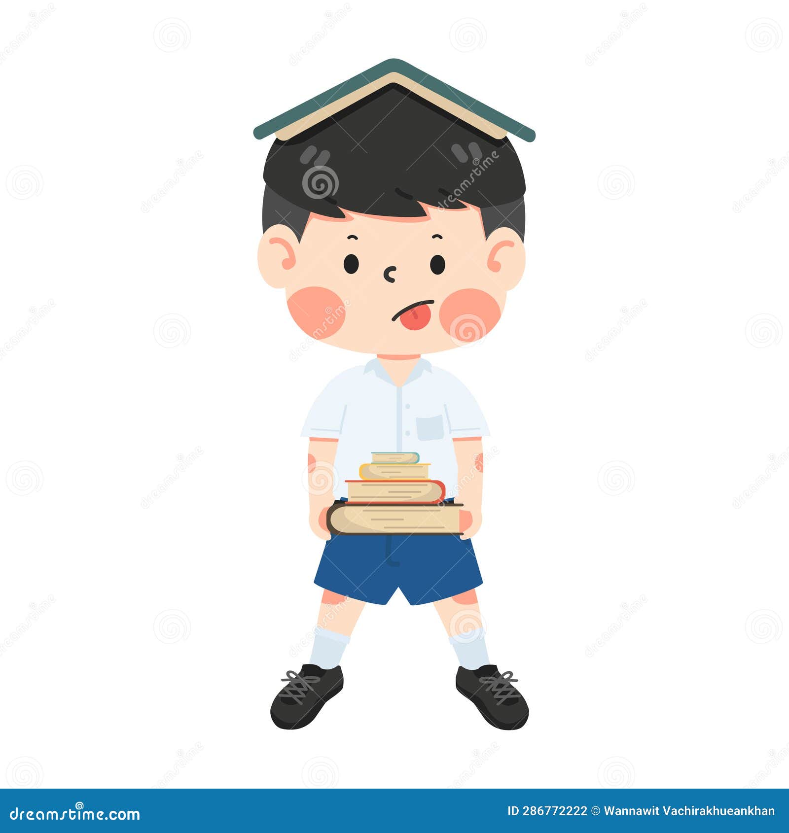 Cute Boy Student with Books Stock Vector - Illustration of caucasian ...