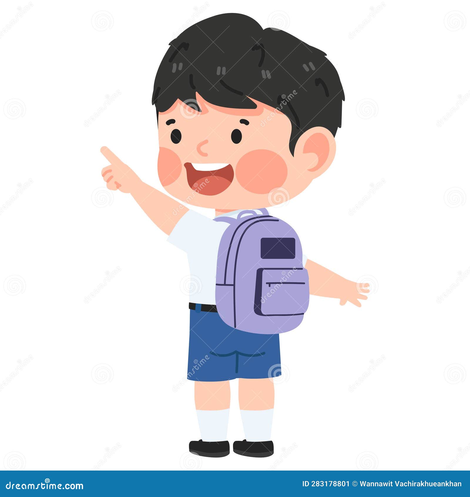 Cute Boy Student Point Cartoon Stock Vector - Illustration of children ...