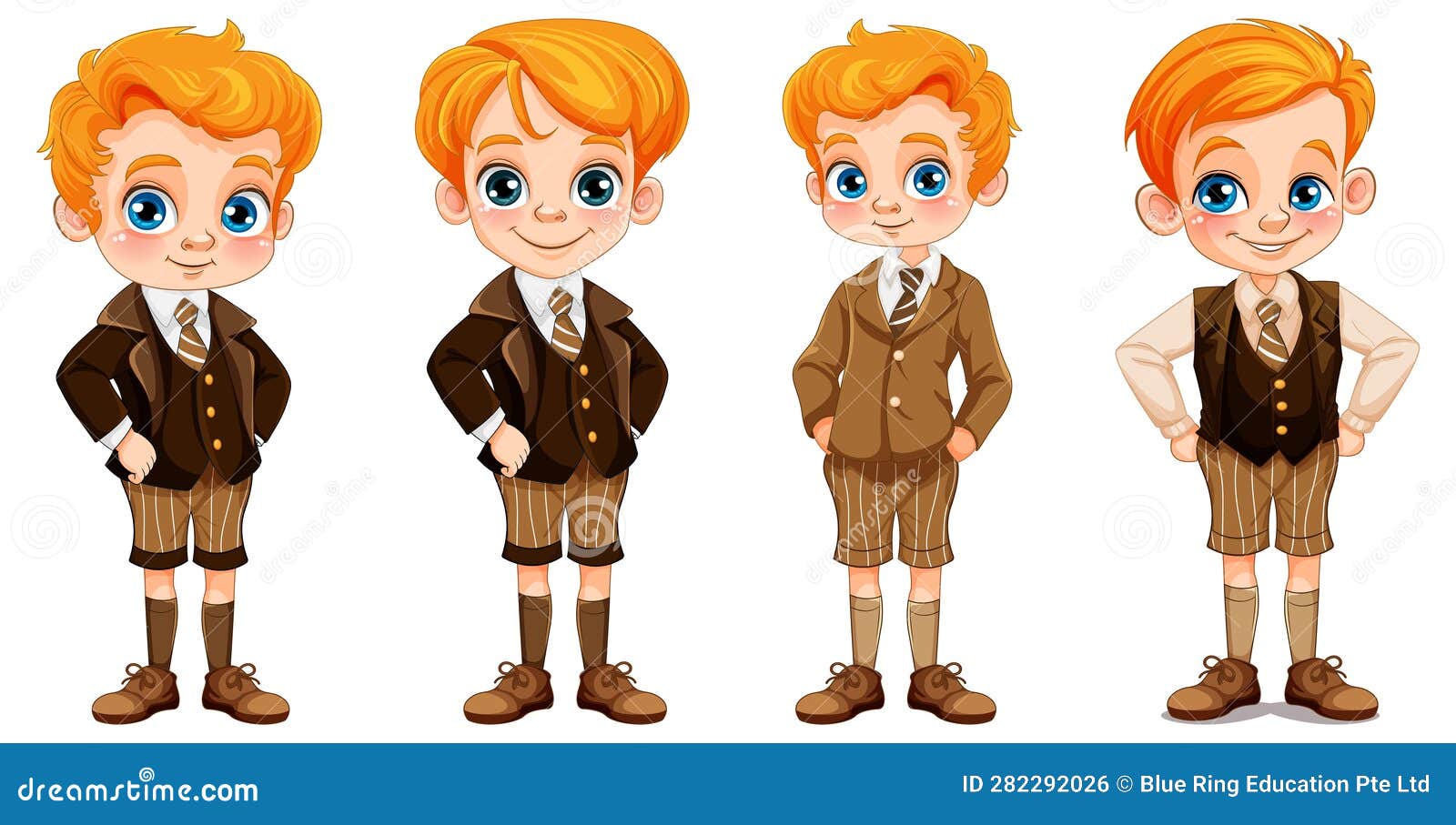 Cute Boy Student in Uniform Set Stock Vector - Illustration of person ...