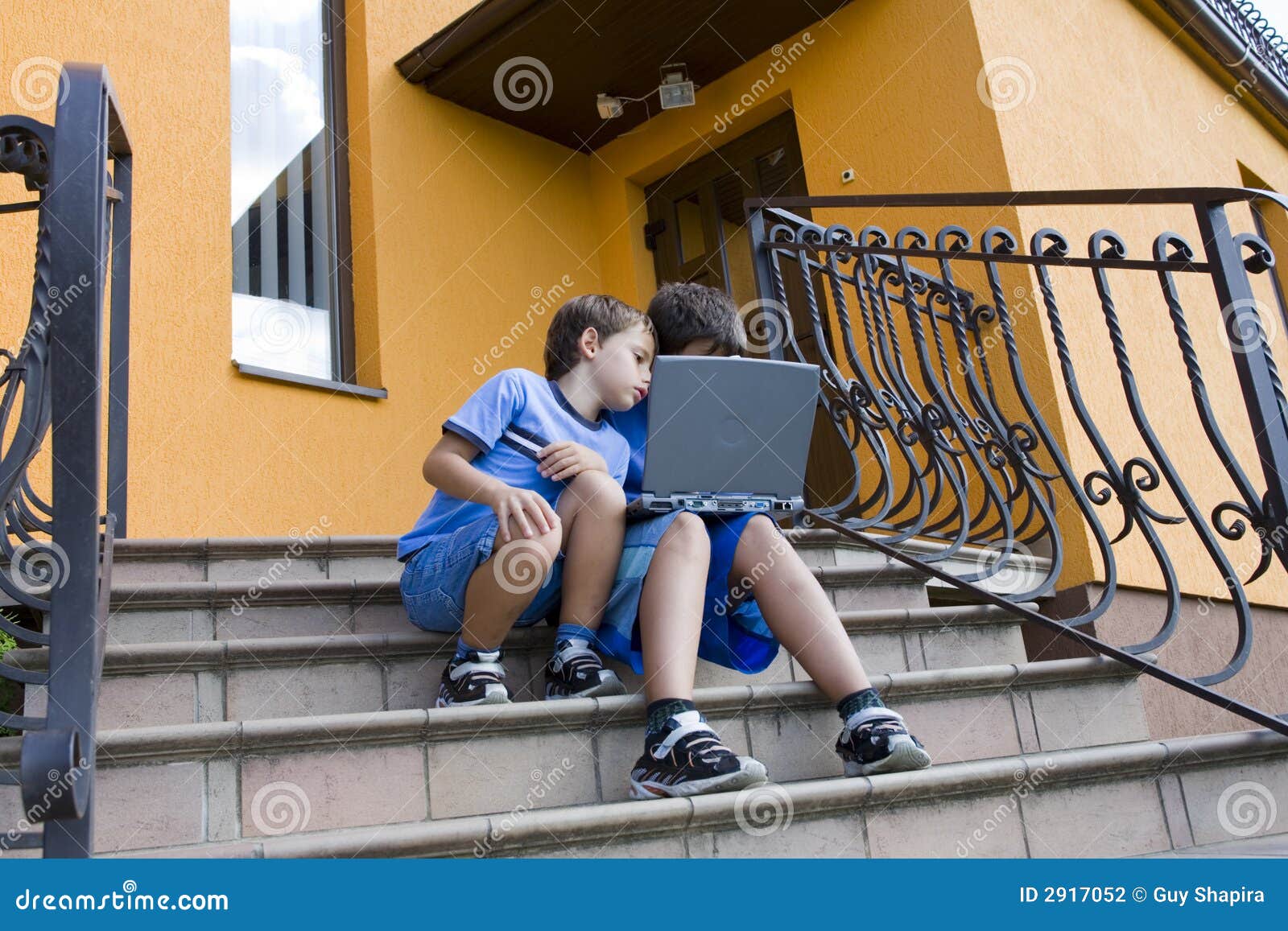 Cute boy study on computer stock photo. Image of activities - 2917052