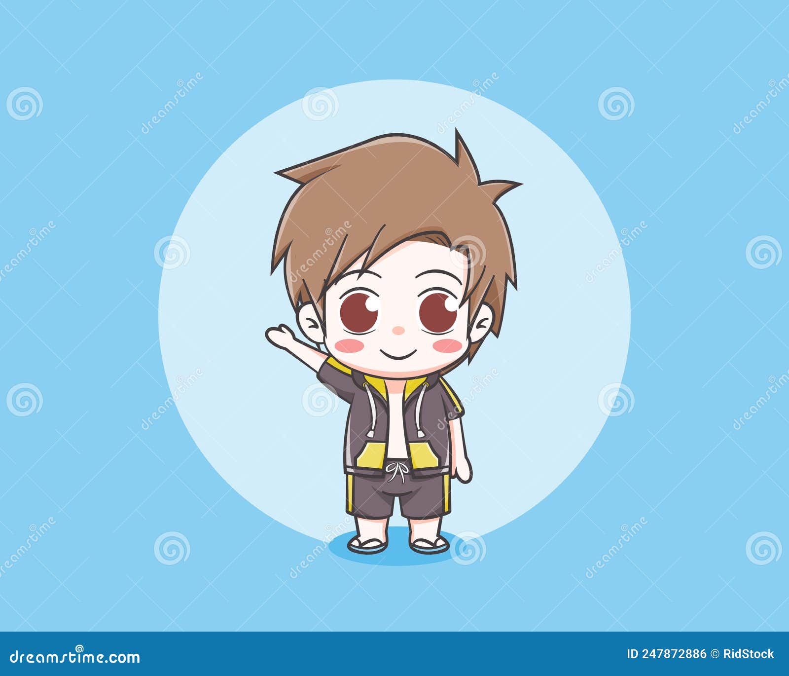 Cute Boy in Summer Time Cartoon Illustration Stock Vector ...