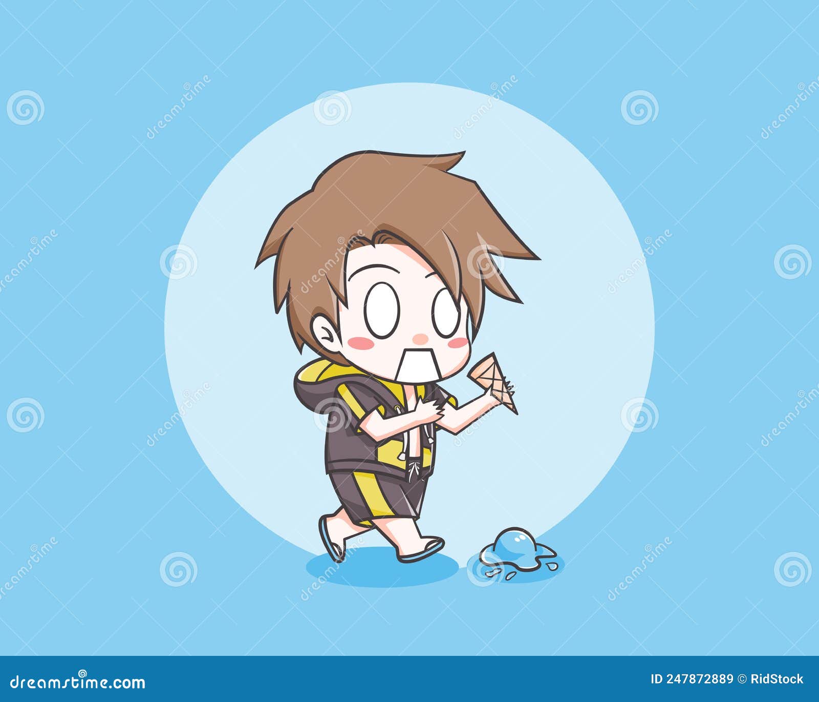 Cute Boy in Summer Time Cartoon Illustration Stock Vector ...