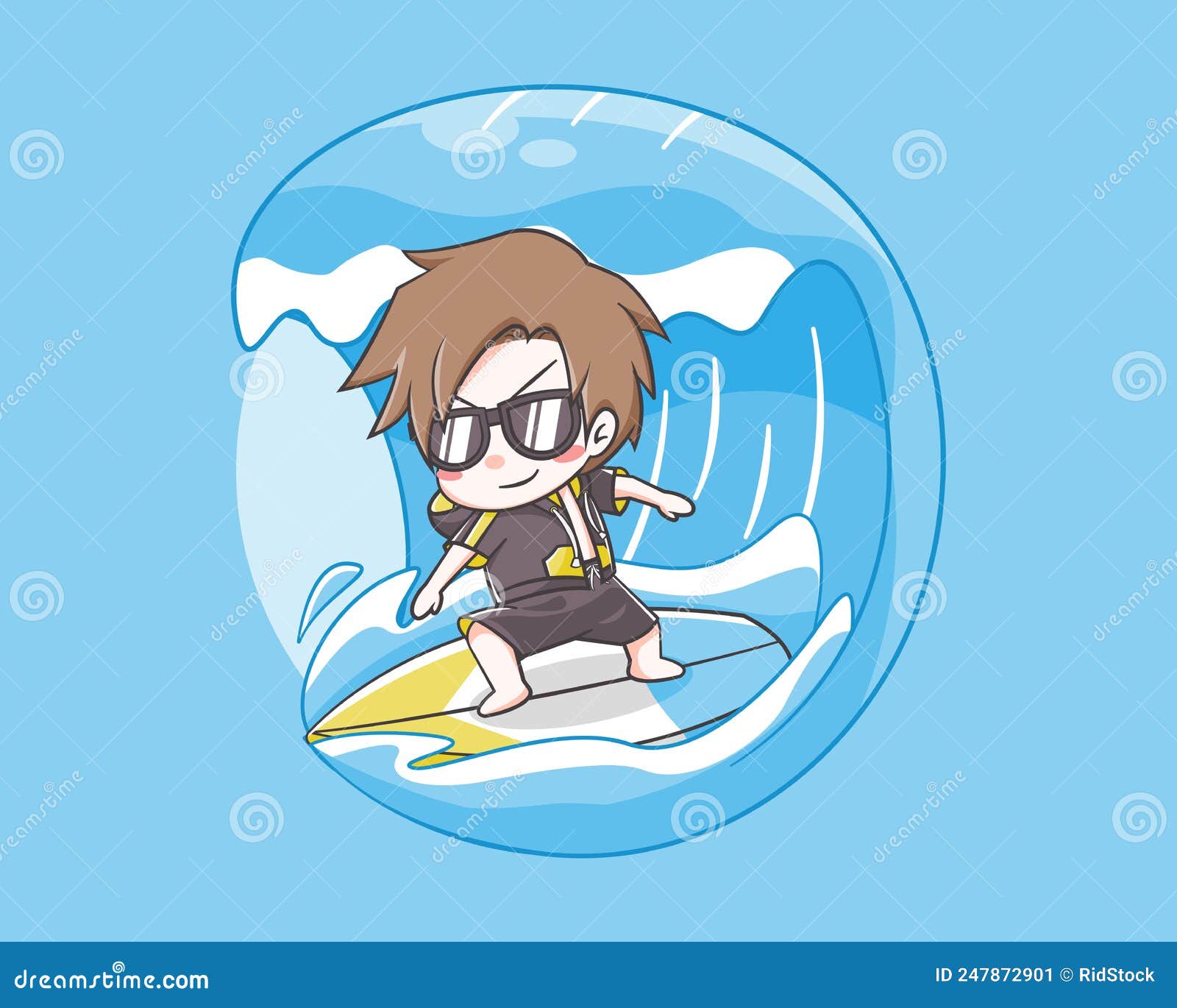 Cute Boy in Summer Time Cartoon Illustration Stock Vector ...
