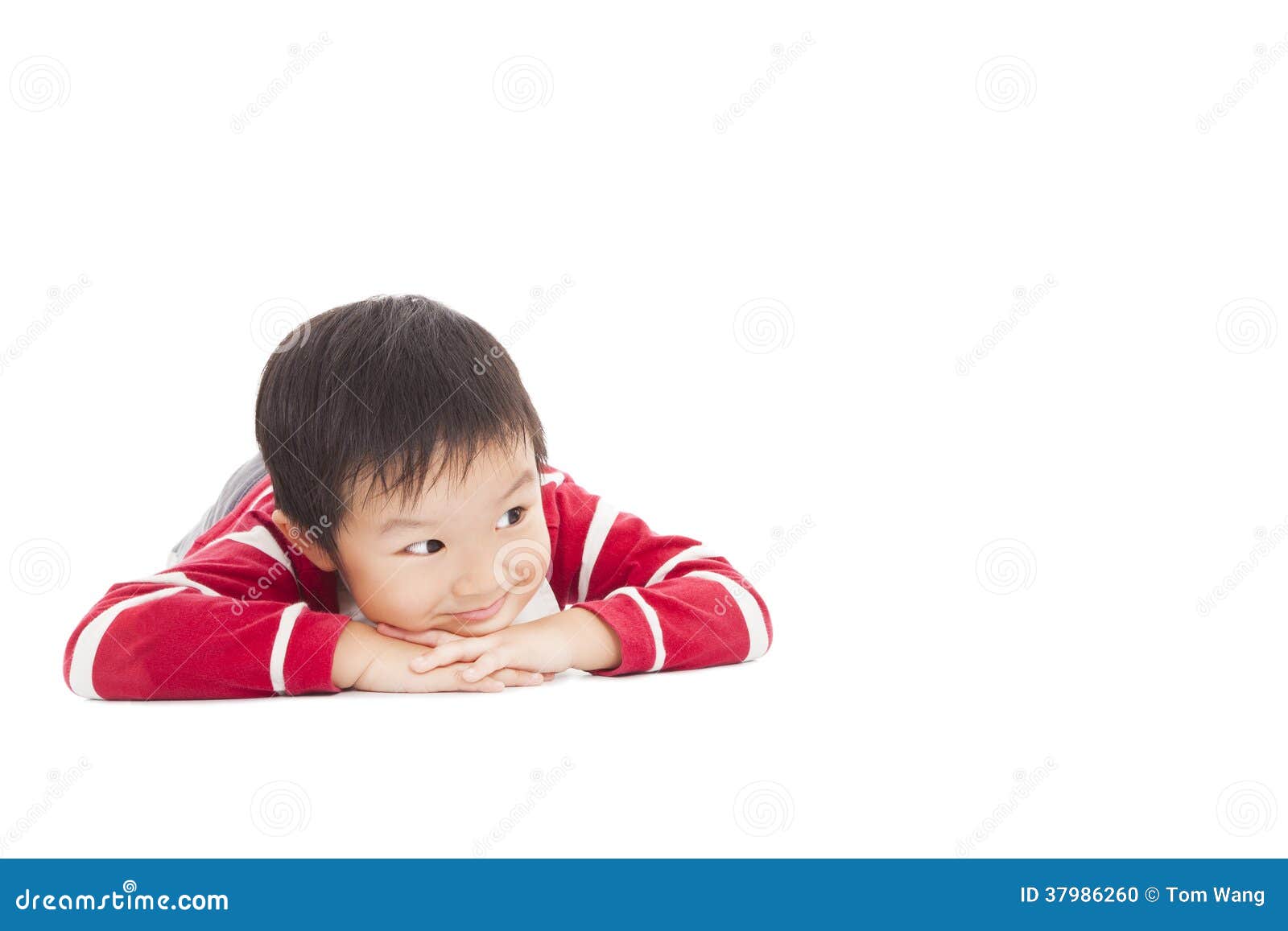 A Cute Boy is Thinking on the Floor Stock Photo - Image of model ...