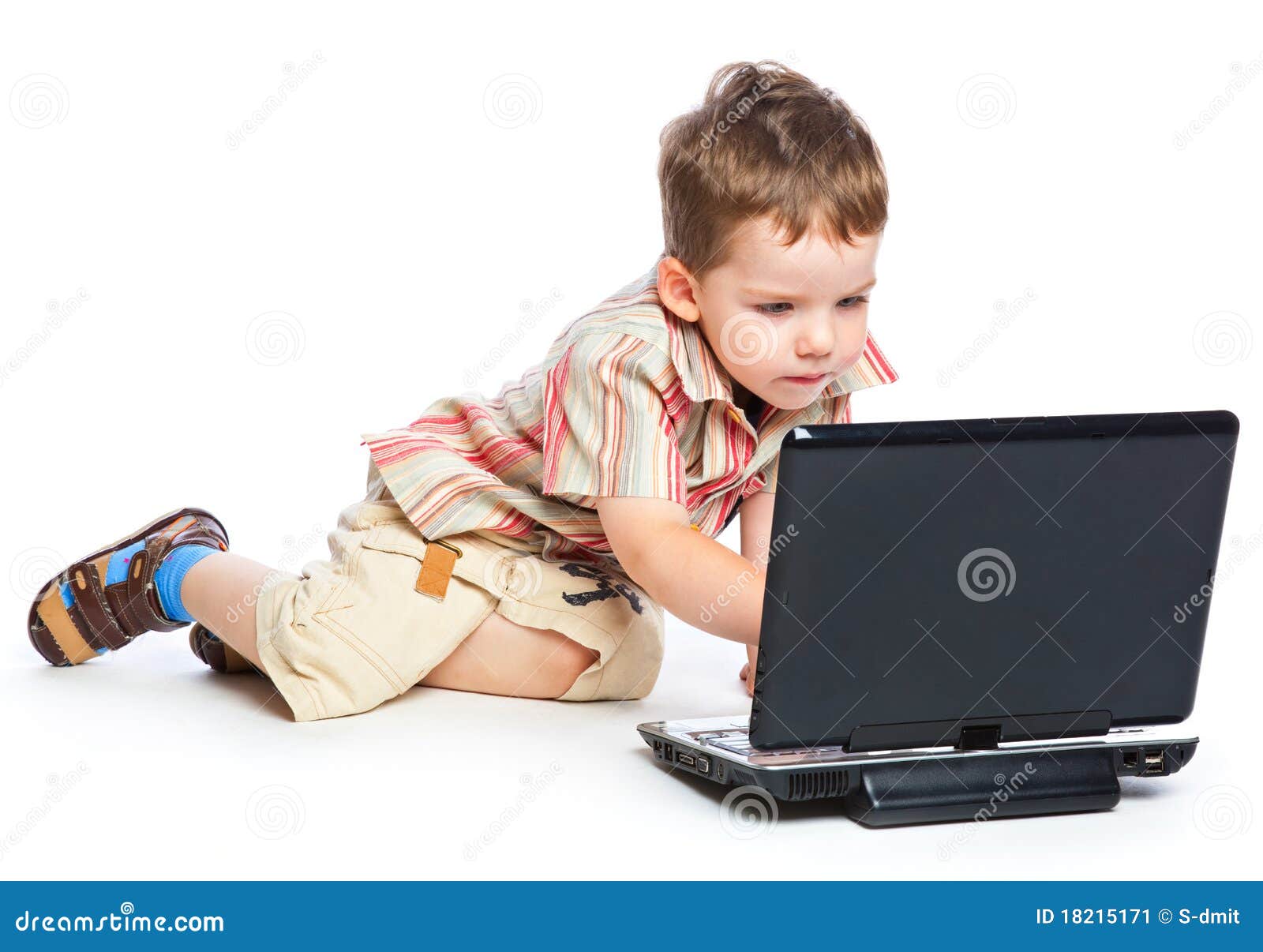 A Cute Boy is Typing on a Laptop Stock Image - Image of businessman ...