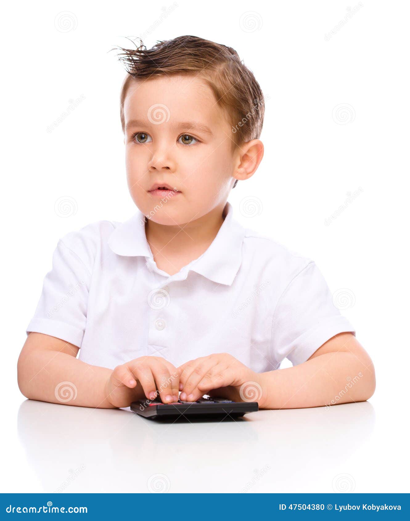 Cute Boy is Using Calculator Stock Photo - Image of care, isolated ...