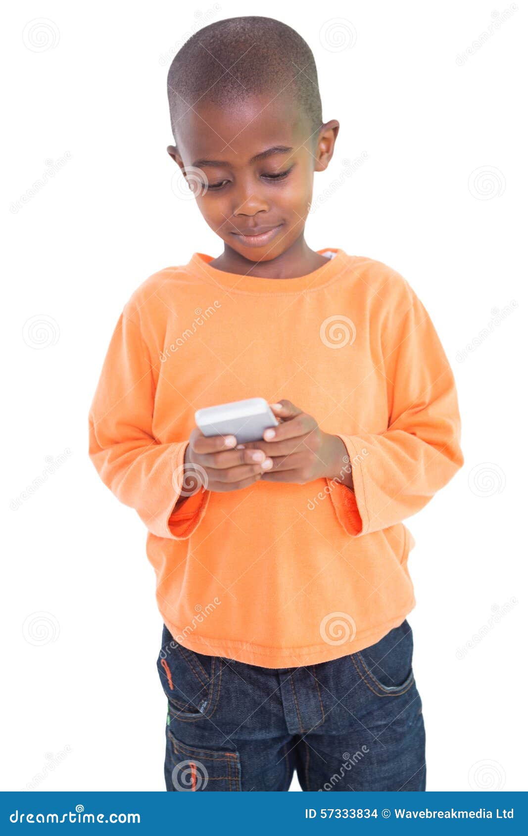 Cute Boy Using His Smartphone Stock Photo - Image of childhood, shot ...