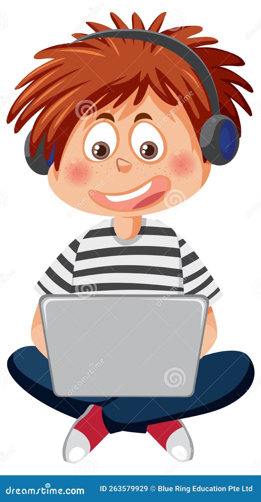 Cute boy using laptop stock vector. Illustration of boys - 263579929