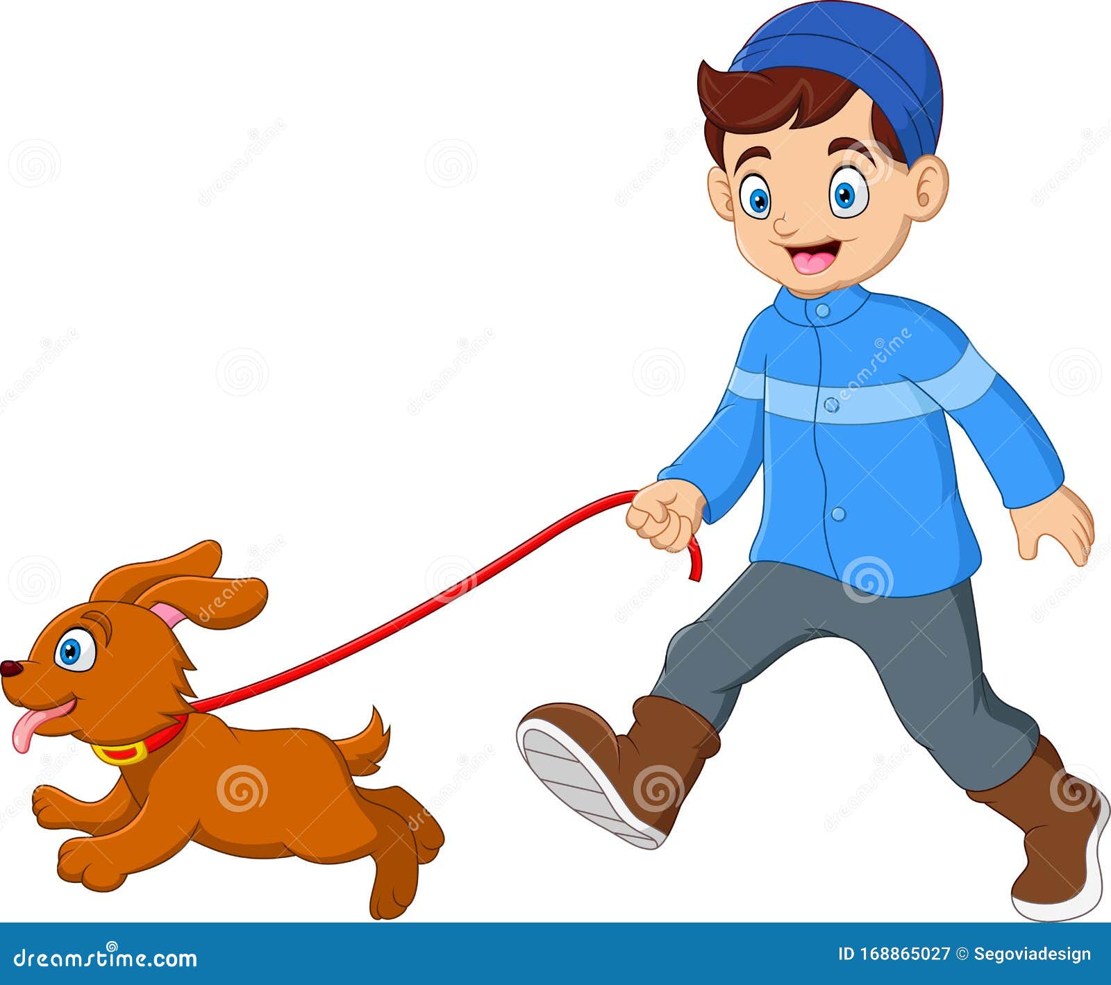Cute boy walking with dog stock vector. Illustration of clothes - 168865027 Cute boy walking with dog stock vector. Illustration of clothes - 168865027