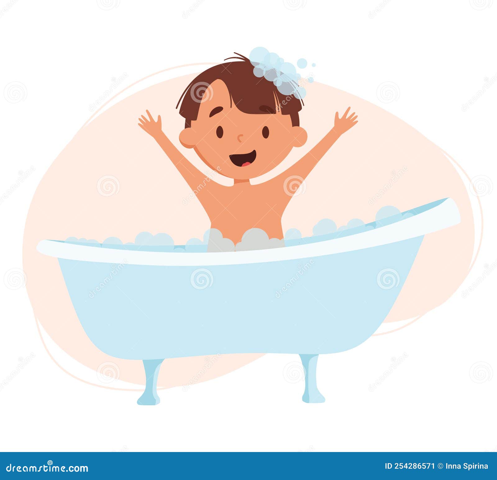 Cute Boy Washes in the Bathroom Vector Illustration. daily Routine ...