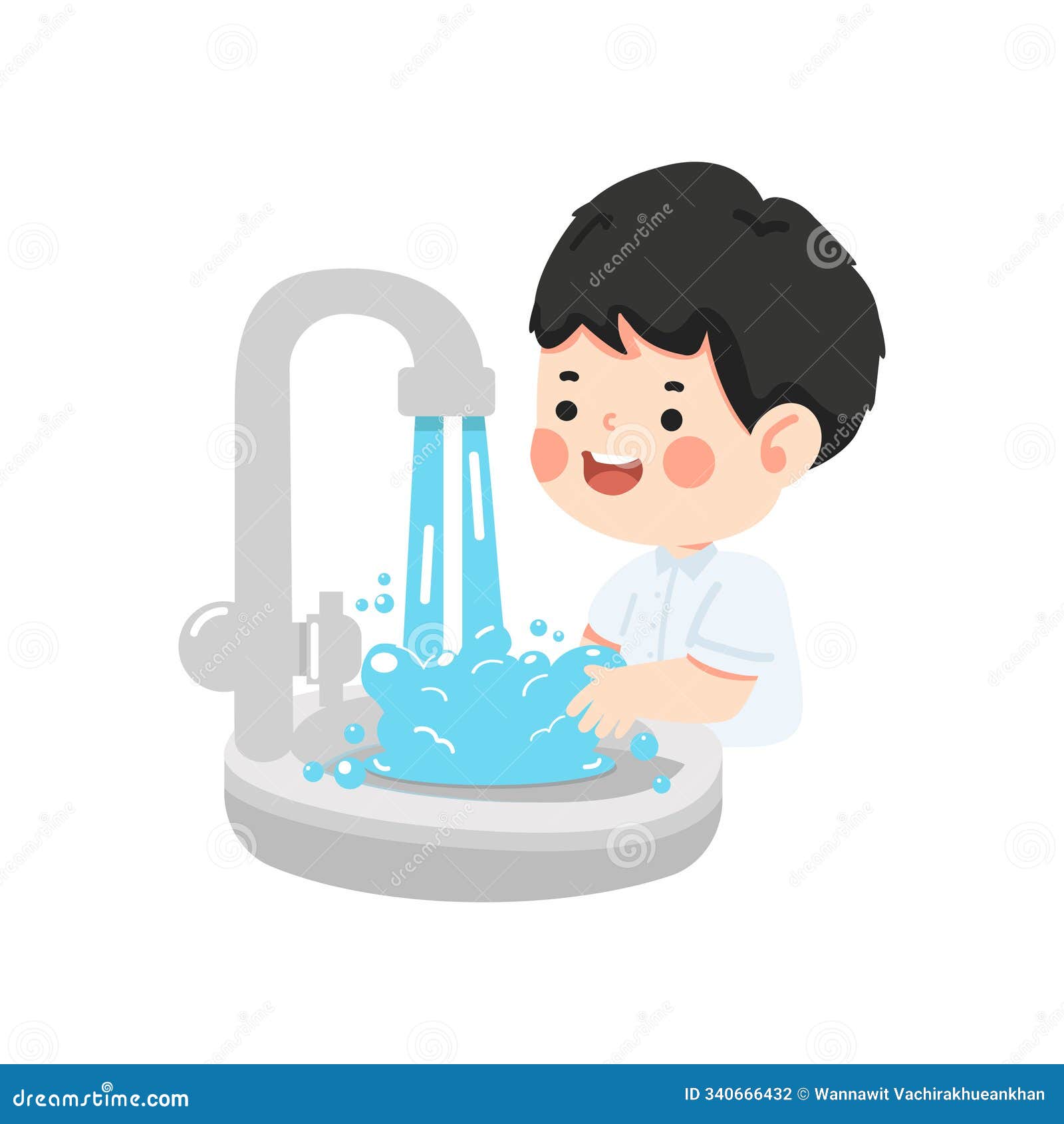 Cute Boy Washing Hands in Sink Cartoon Stock Illustration ...
