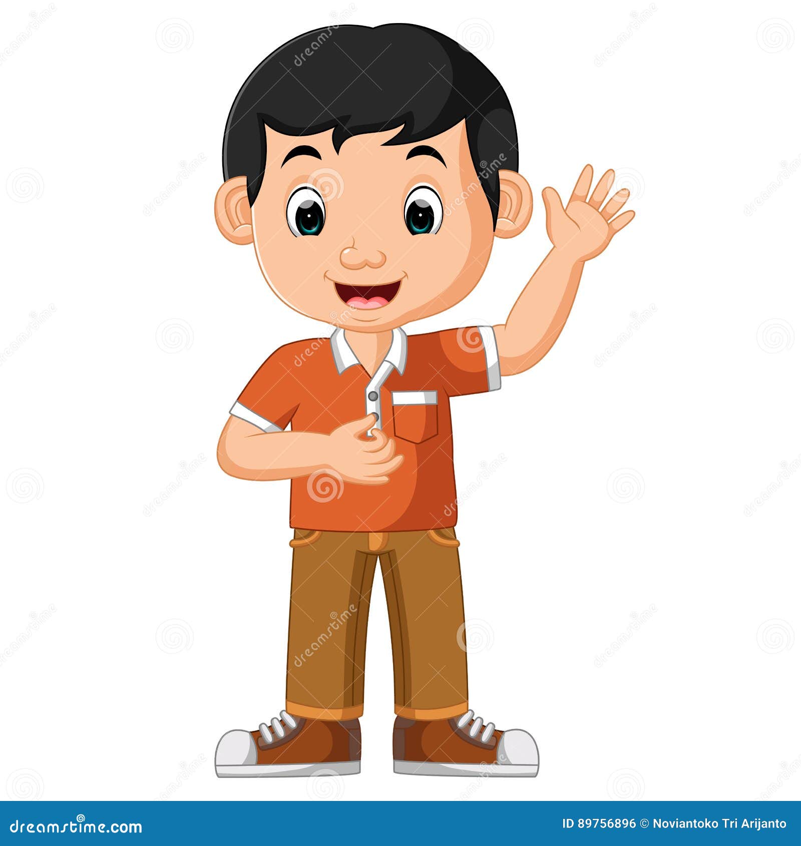 Cute boy waving cartoon stock vector. Illustration of kids - 89756896