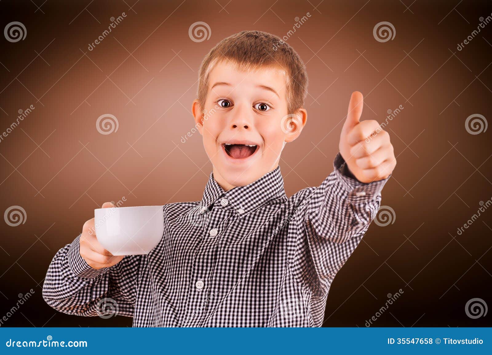 Cute Boy with White Cup of Tea Stock Photo - Image of smile, thirst ...