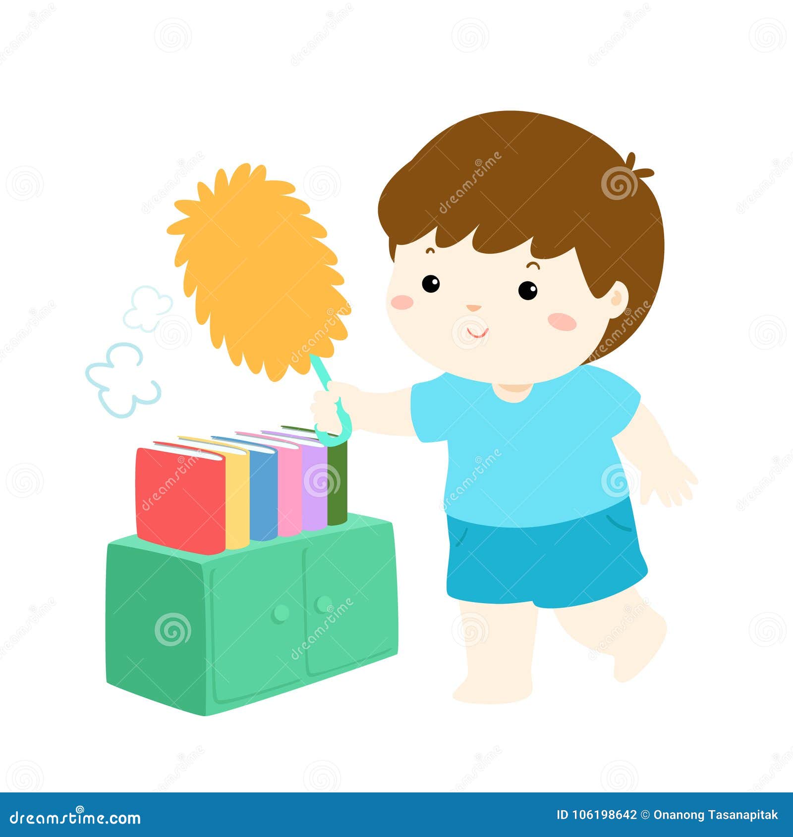 Cute Boy Wiping Dust From Table, Kid Helping His Parents With Housework ...