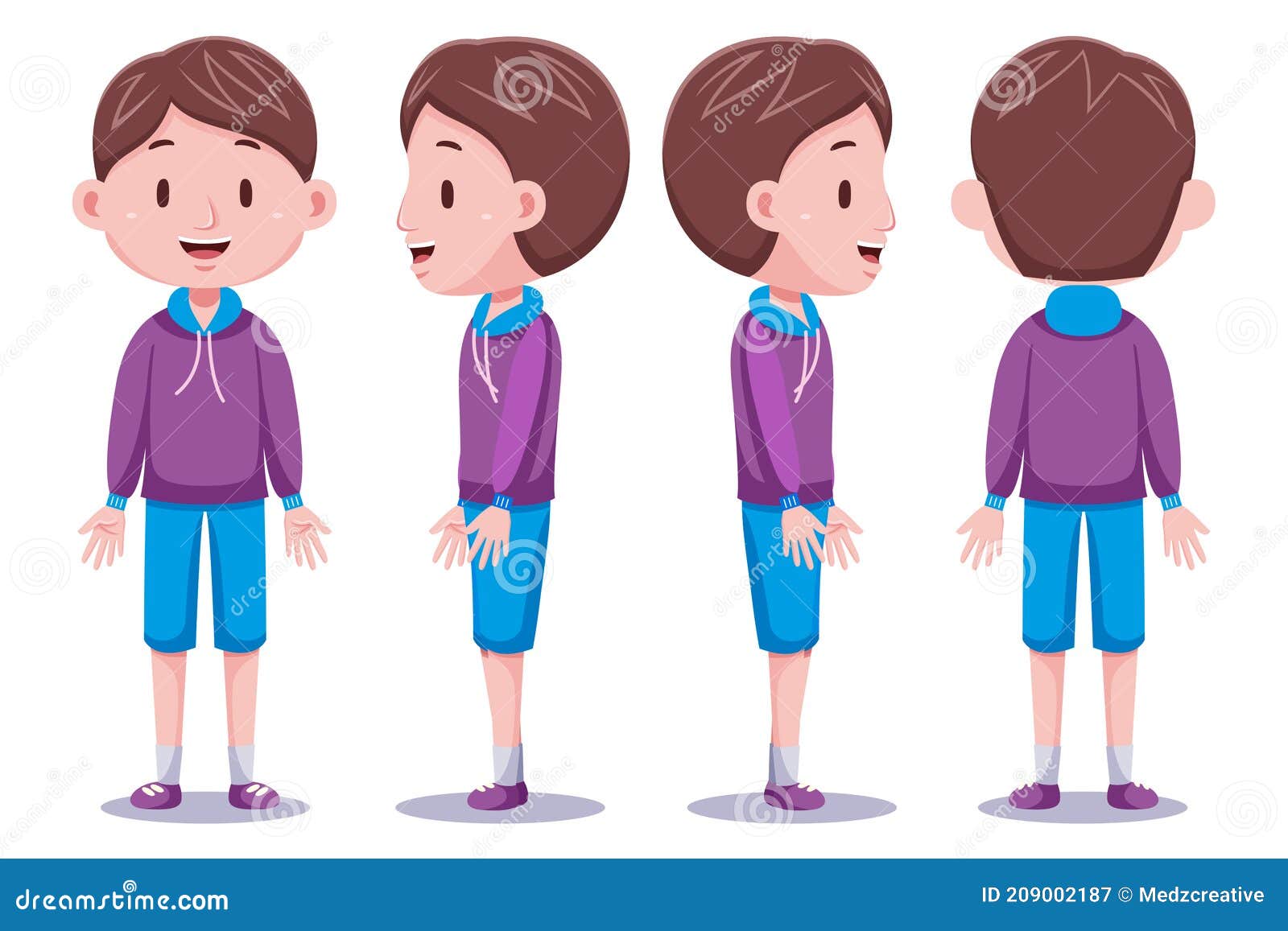 Cute Boys Character in Different Poses 04 Stock Vector - Illustration ...