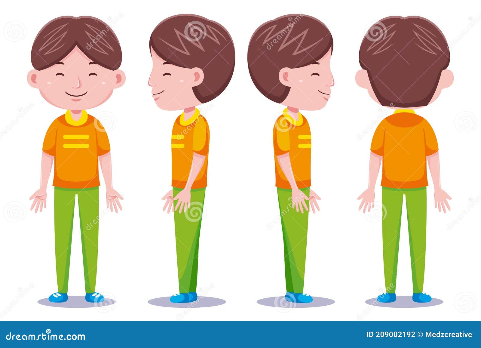 Cute Boys Character in Different Poses 03 Stock Vector - Illustration ...