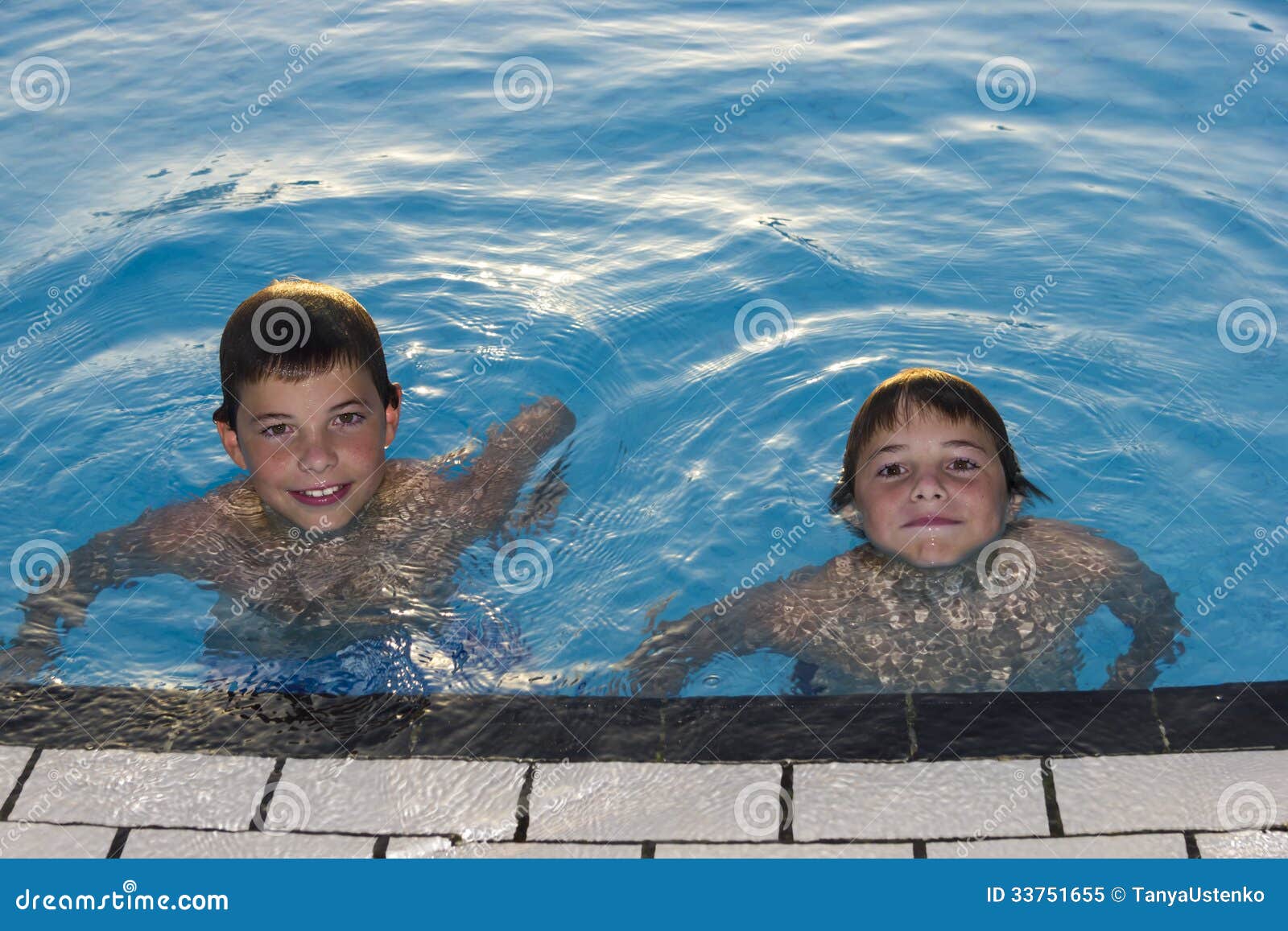 Cute Boys Swimming and Playing in Water Stock Image - Image of bracelet ...