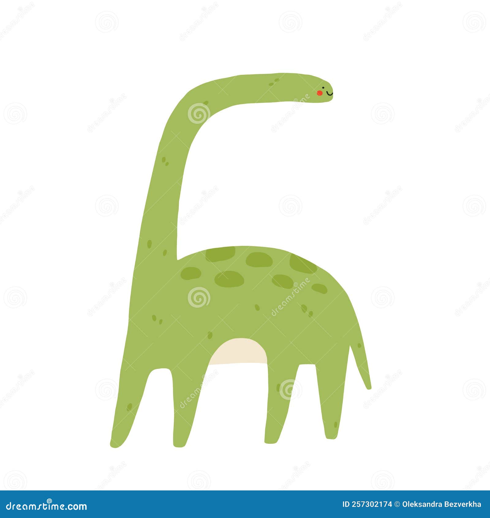 Cute Brachiosaurus Clipart Isolated On White Background. Funny Clip Art ...