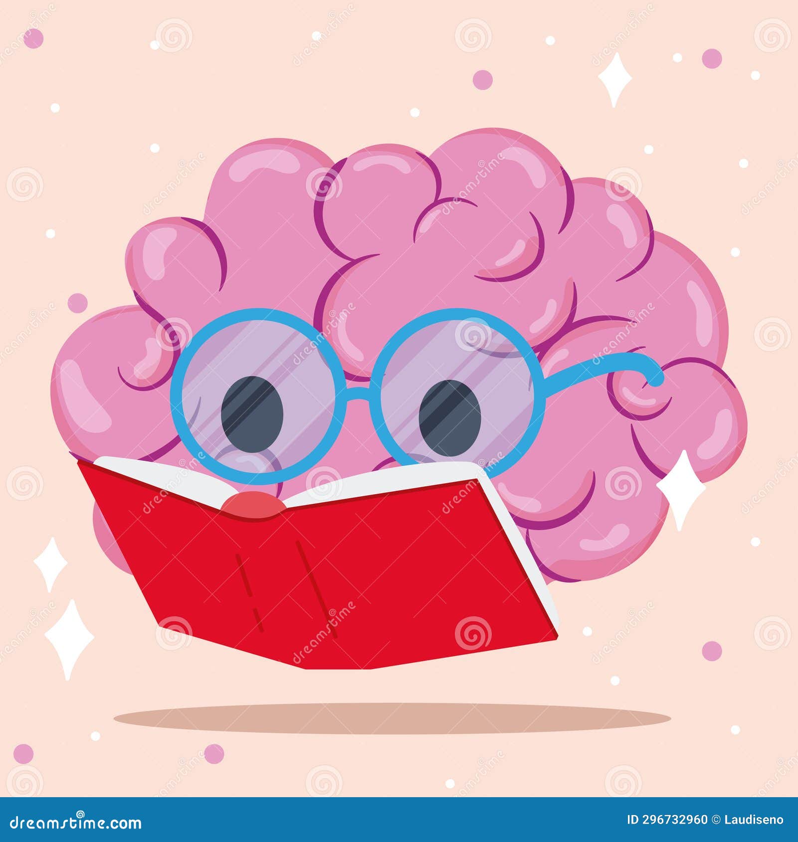 Cute Brain Cartoon Character Reading A Book Vector Stock Vector Illustration Of Intelligence