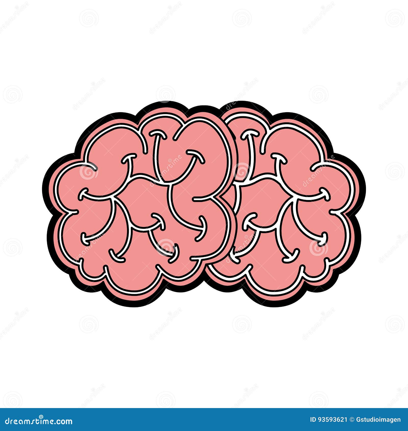 Cute brain cartoon stock vector. Illustration of mind - 93593621