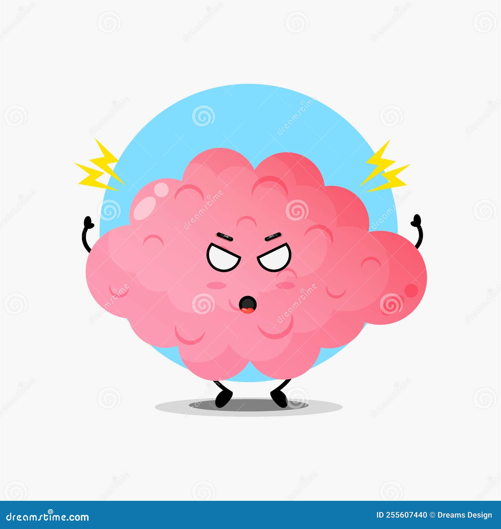 Cute Brain Character is Angry Stock Vector - Illustration of knowledge, mascot: 255607440
