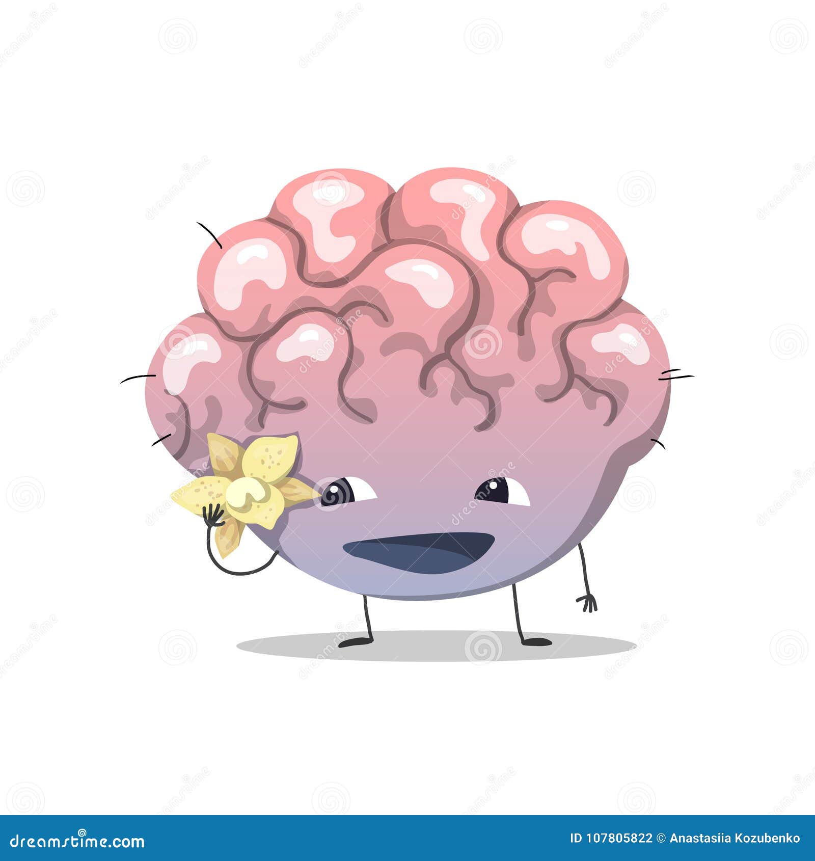 Cute brain character stock vector. Illustration of isolated - 107805822