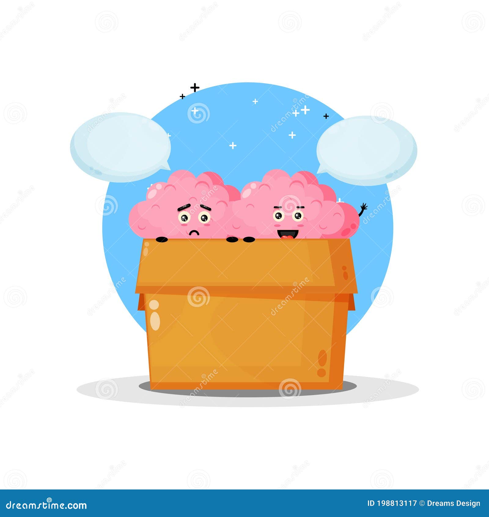 Cute Brain Mascot in the Box Stock Vector - Illustration of cartoon ...