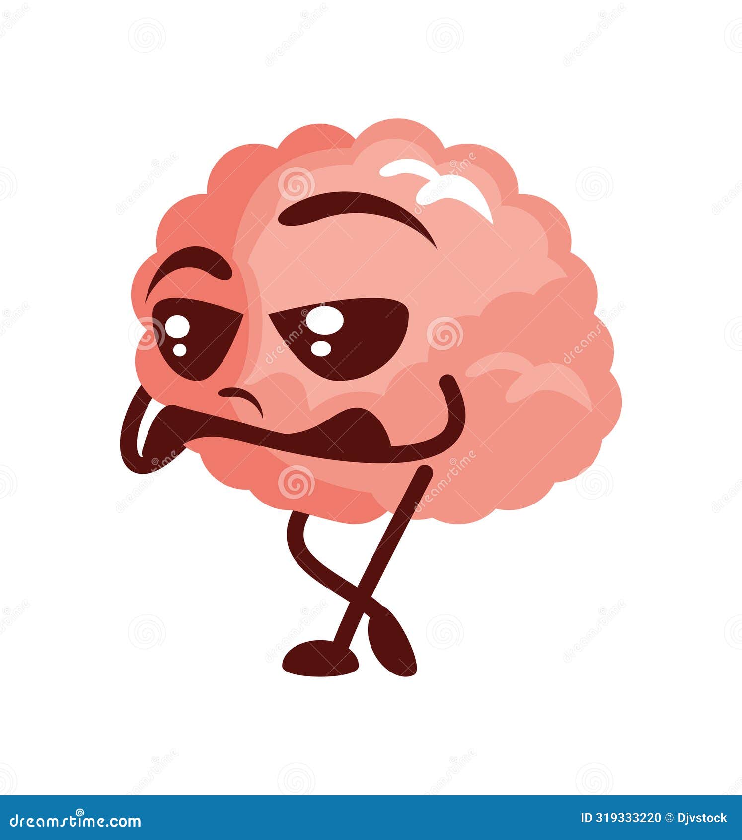 Cute brain thinking comic stock vector. Illustration of brain - 319333220