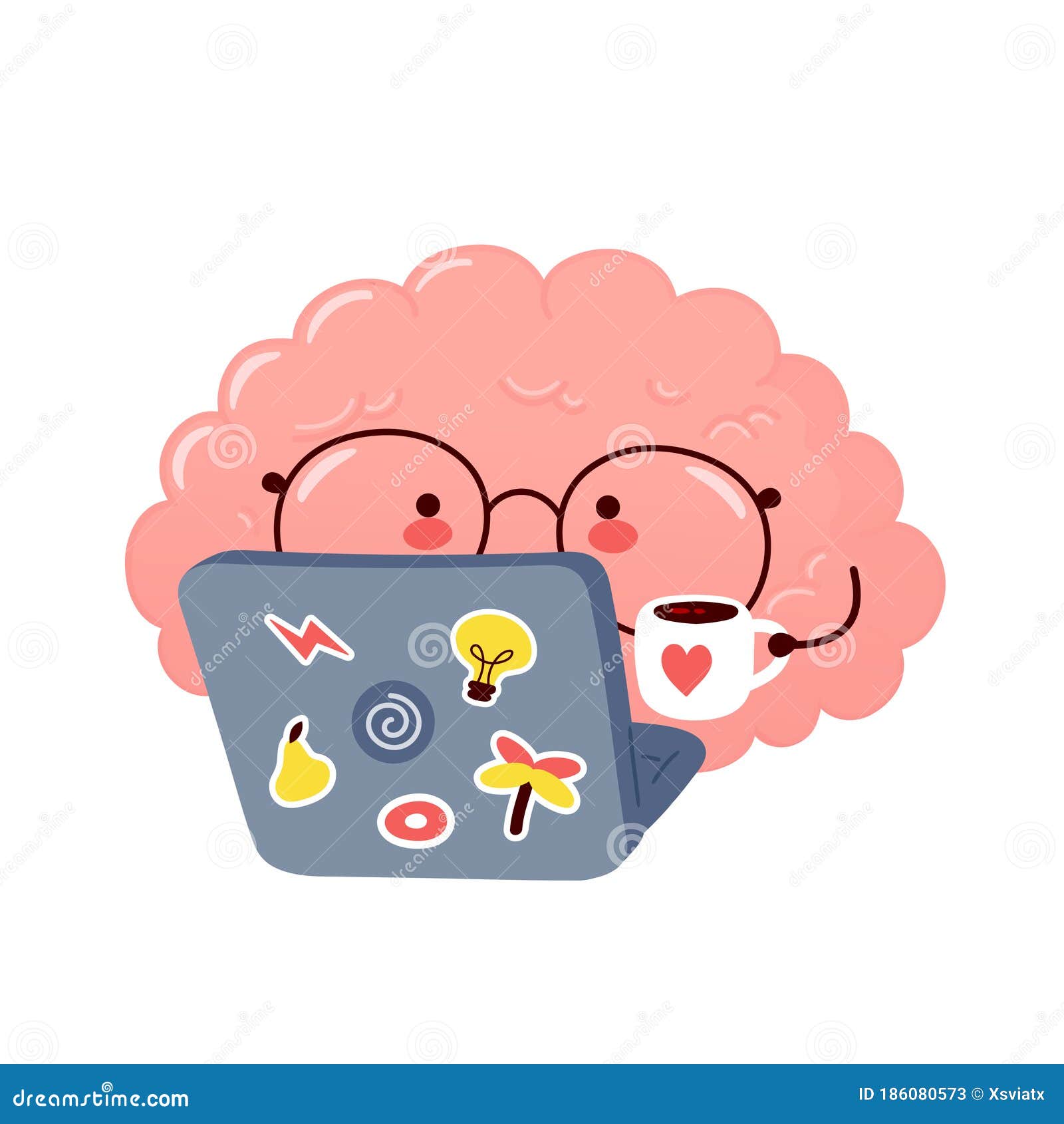 Cute Brain With Question Mark Character Vector Illustration ...