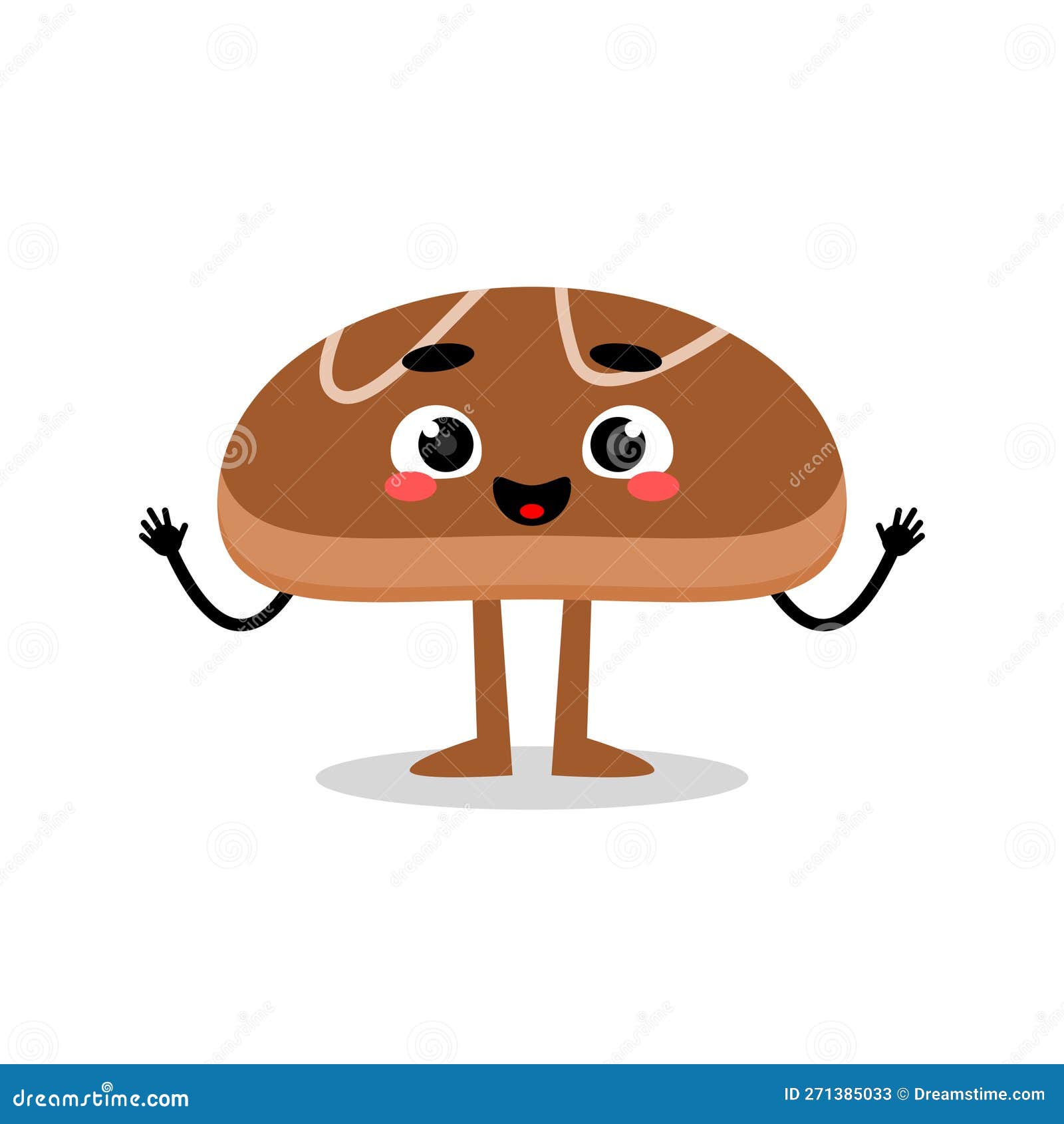 Cute Bread Mascot With Happy Expression Stock Vector Illustration Of Morning Menu 271385033
