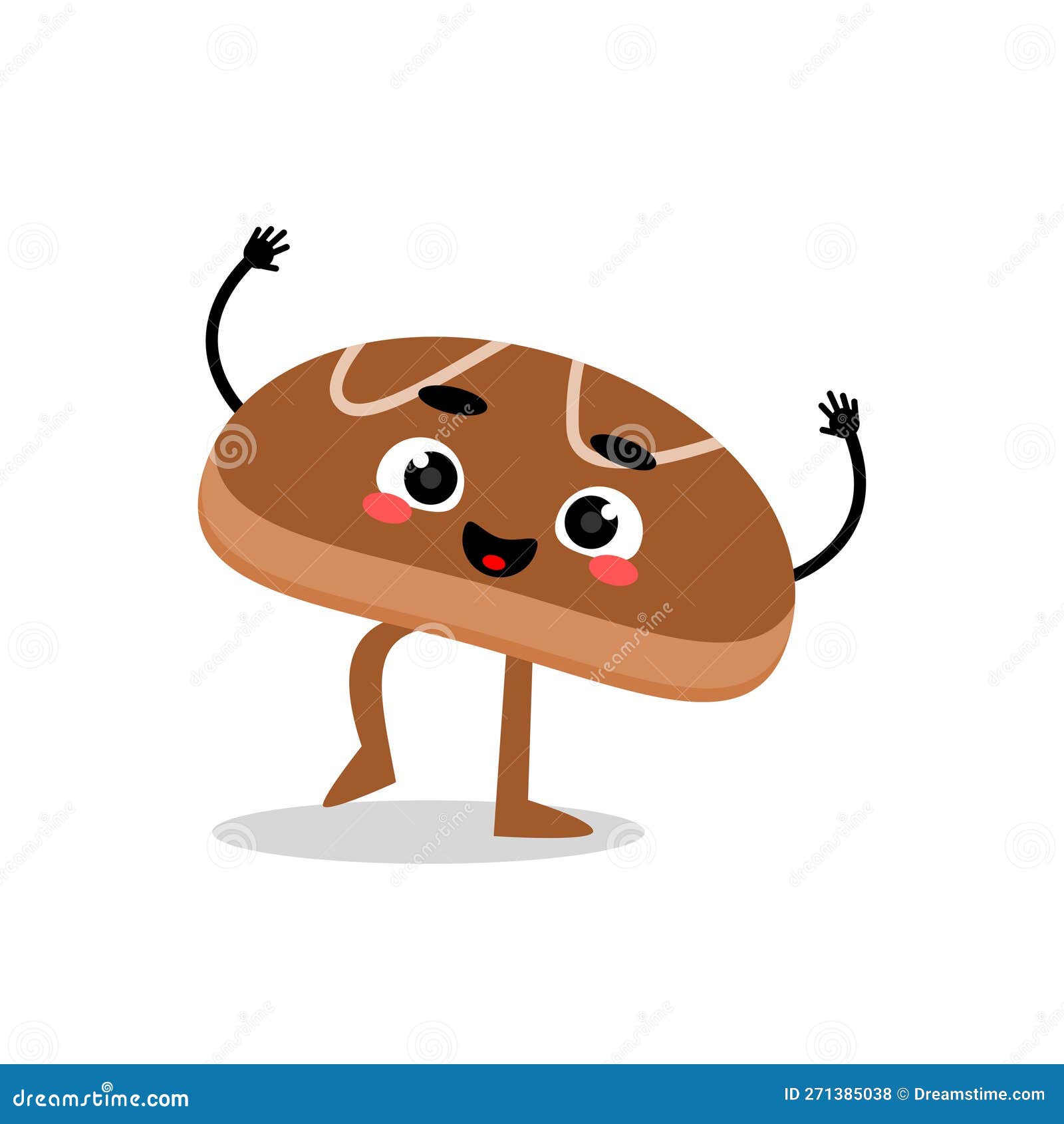Cute Bread Mascot with Happy Poses Stock Vector - Illustration of ...