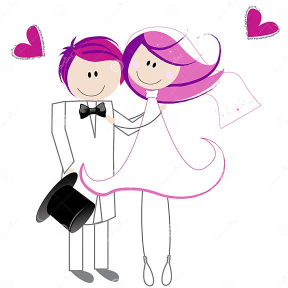Cute bride and groom stock illustration. Illustration of creative ...