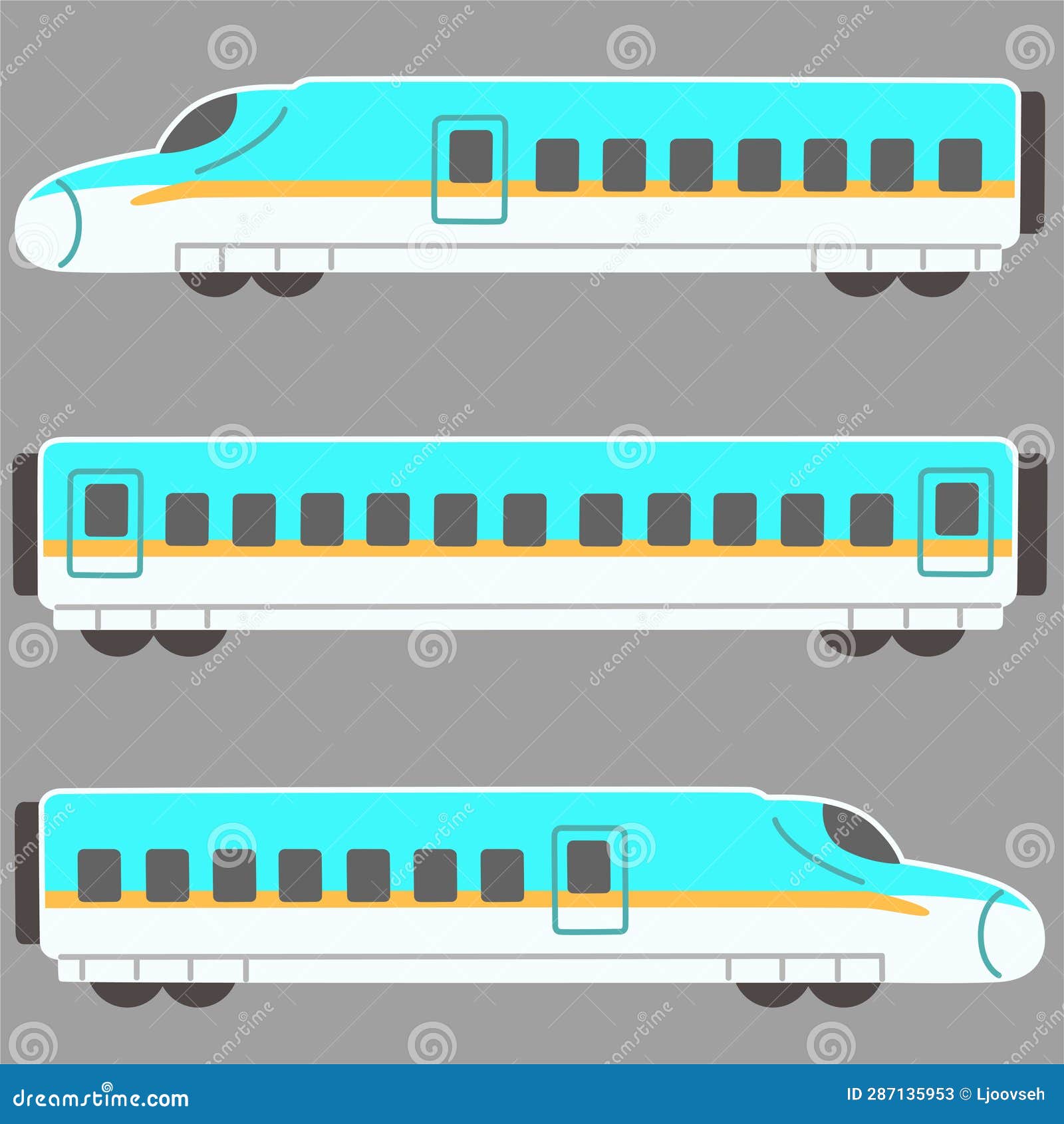 Cute Bright Blue Express Train Illustration Stock Vector - Illustration ...