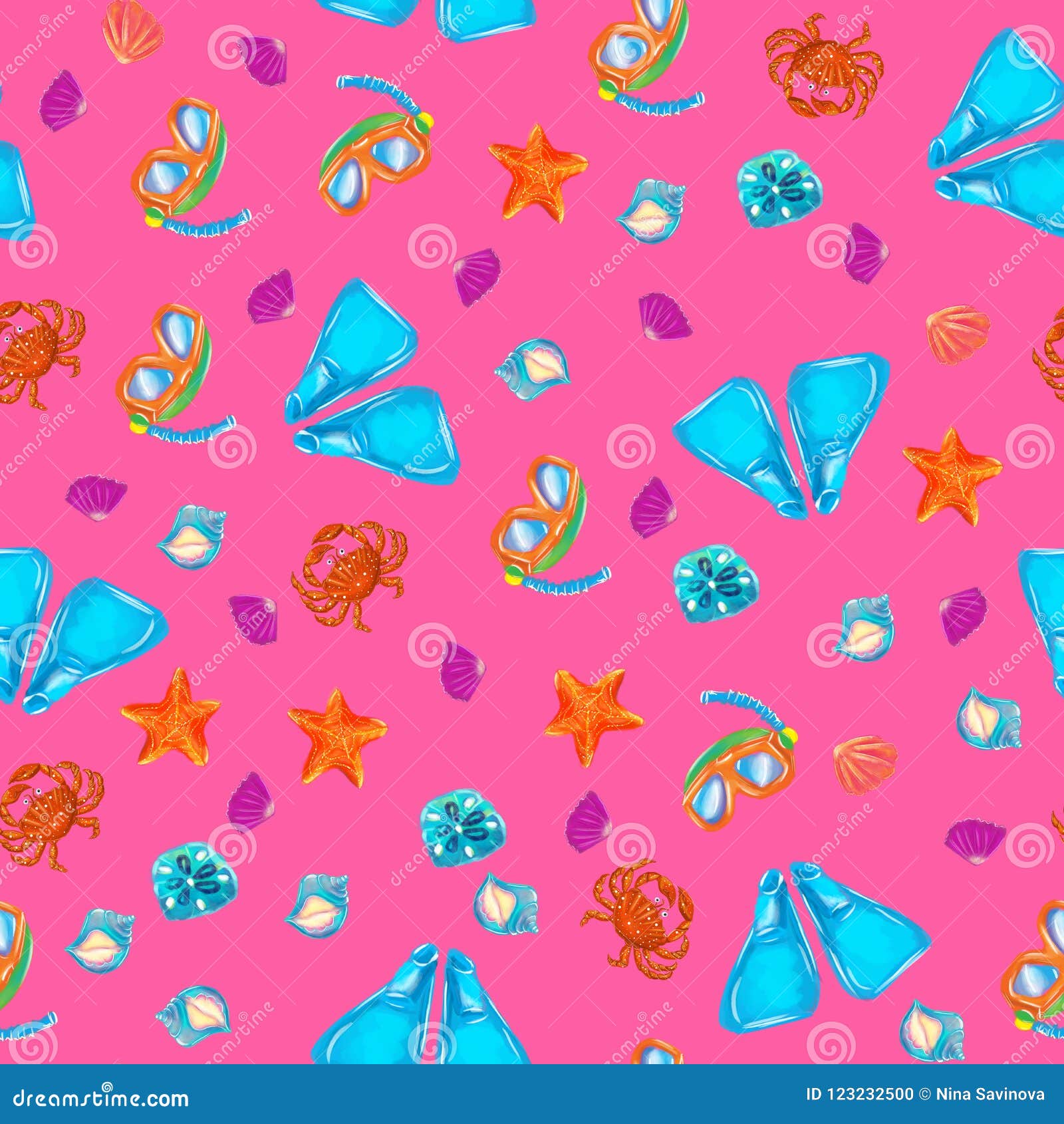 Cute, Bright and Colorful Summer Beach Seamless Pattern Stock ...
