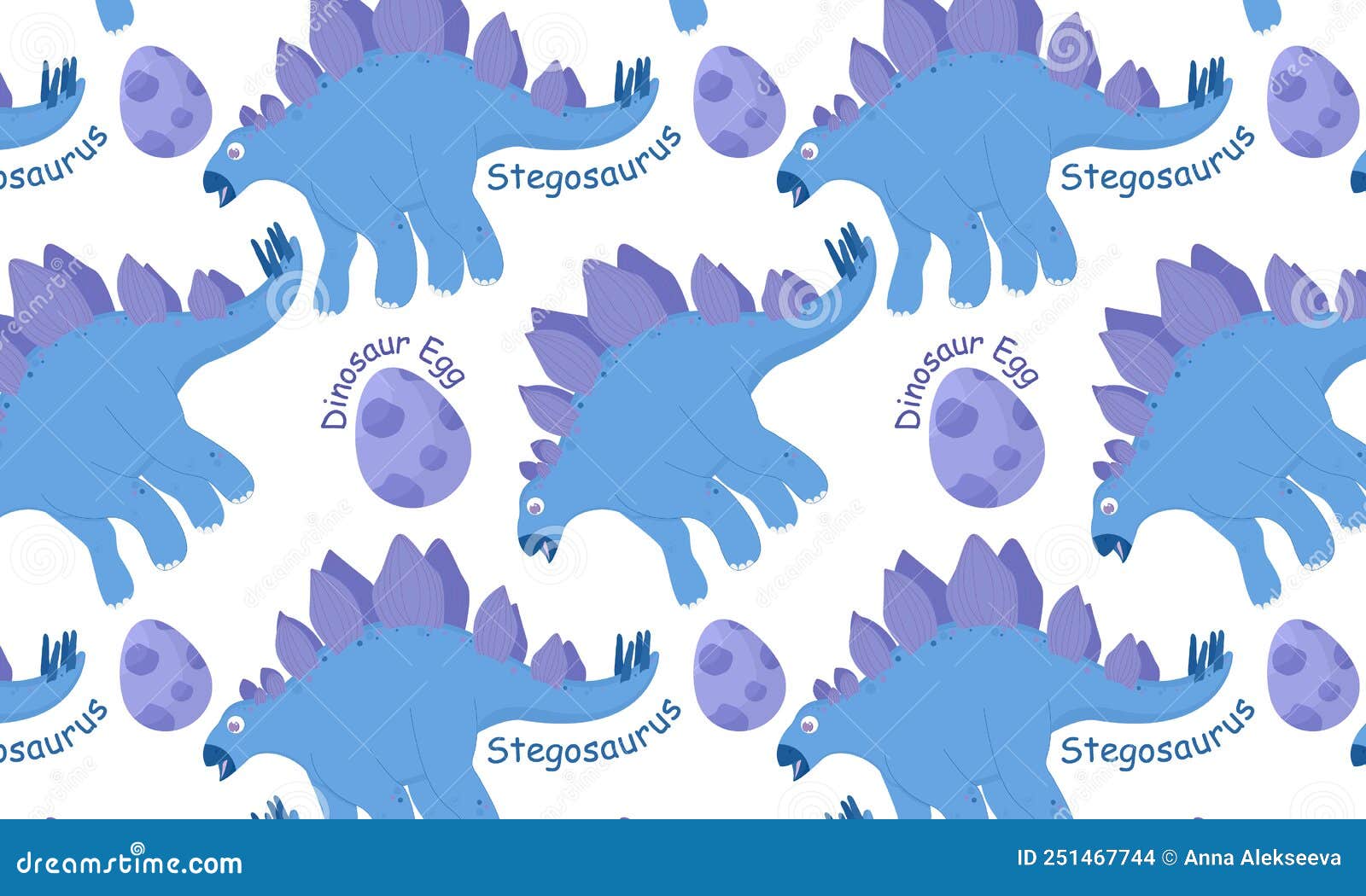Cute and Bright Seamless Pattern with the Image of a Stegosaurus Stock ...