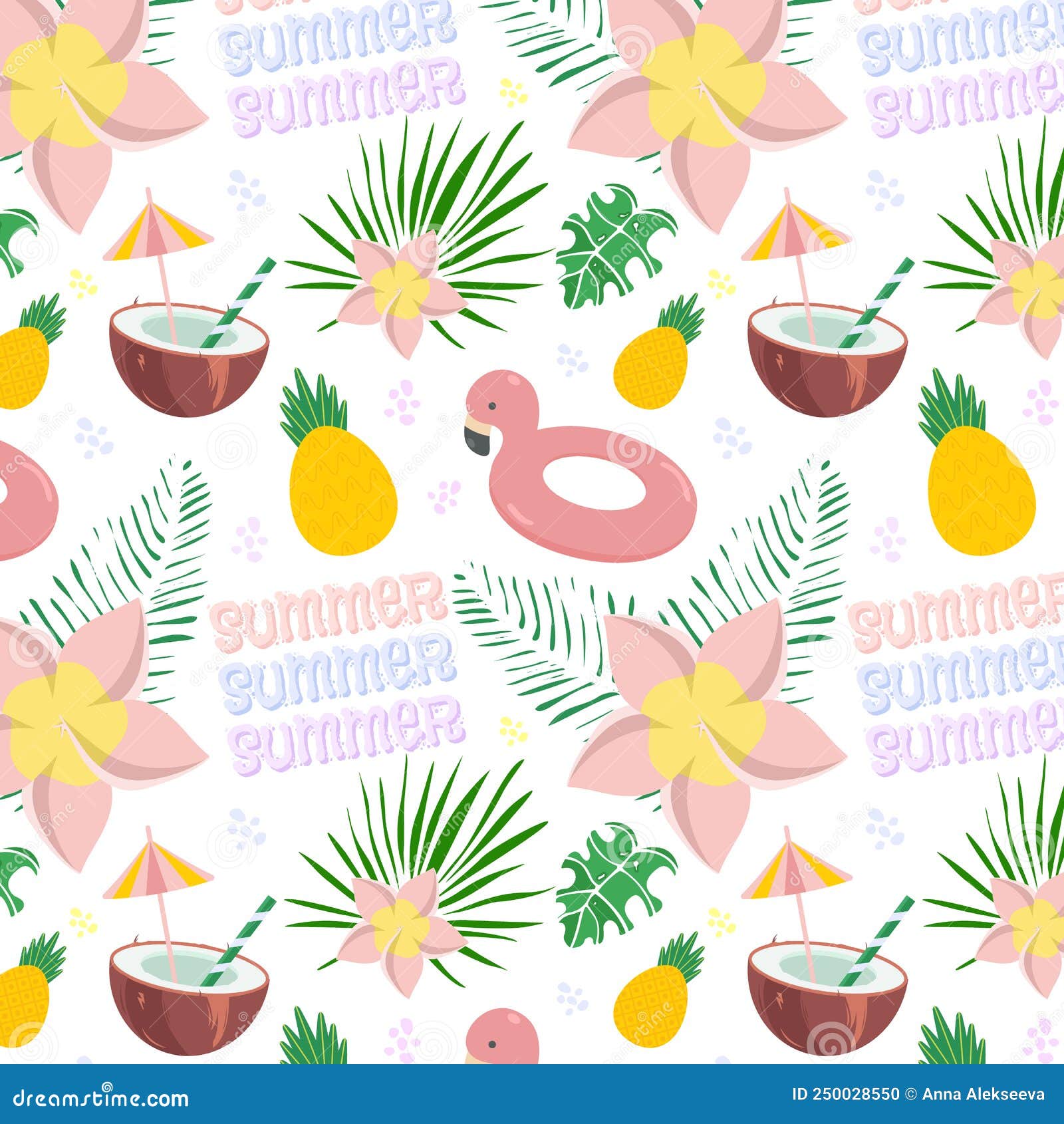 A Cute and Bright Summer Seamless Pattern. Stock Vector - Illustration ...