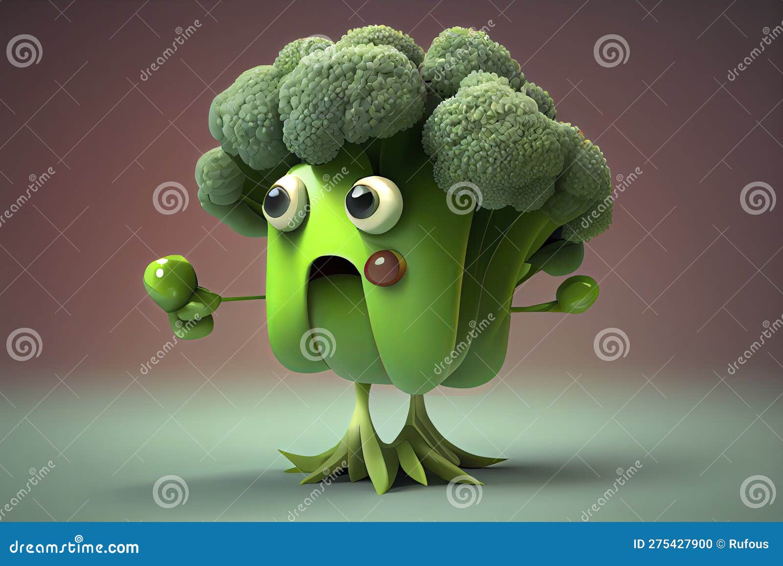 Cute Broccoli character stock illustration. Illustration of green ...
