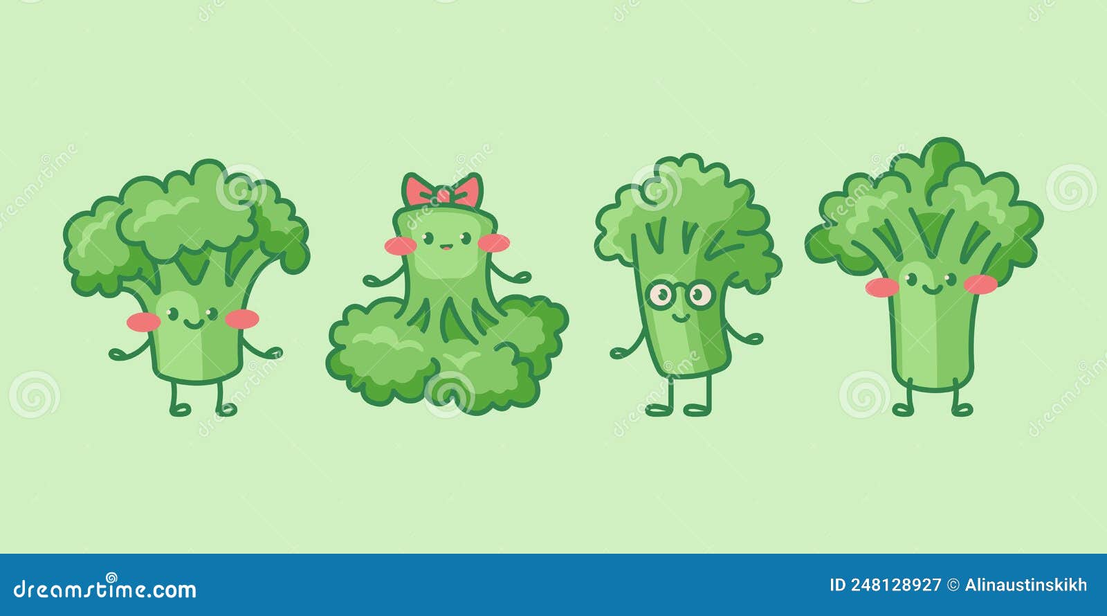 Cute Broccoli Characters. Cartoon Vector Isolated Illustration Stock ...