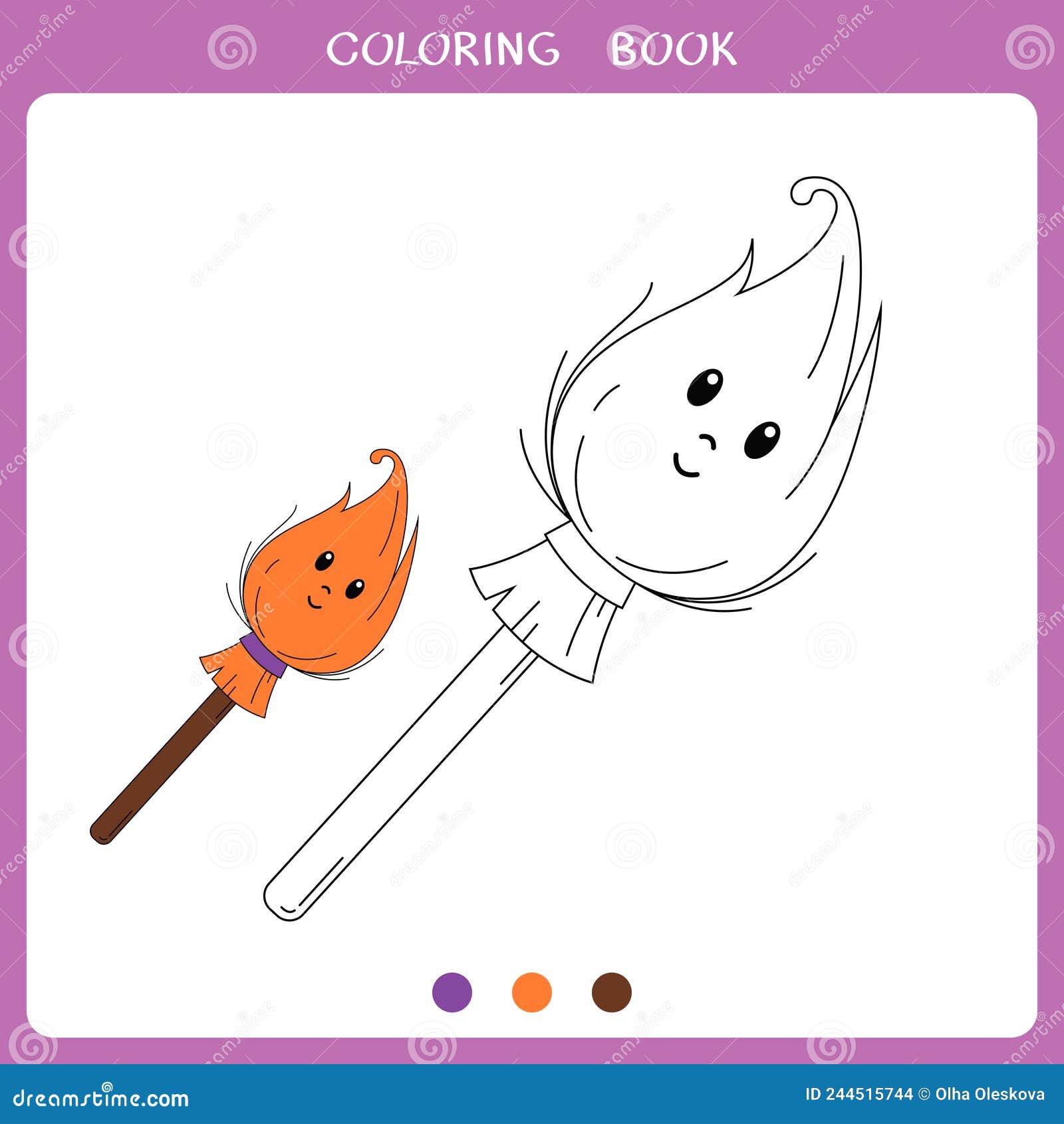Cute Broom for Coloring Book Stock Vector - Illustration of education ...