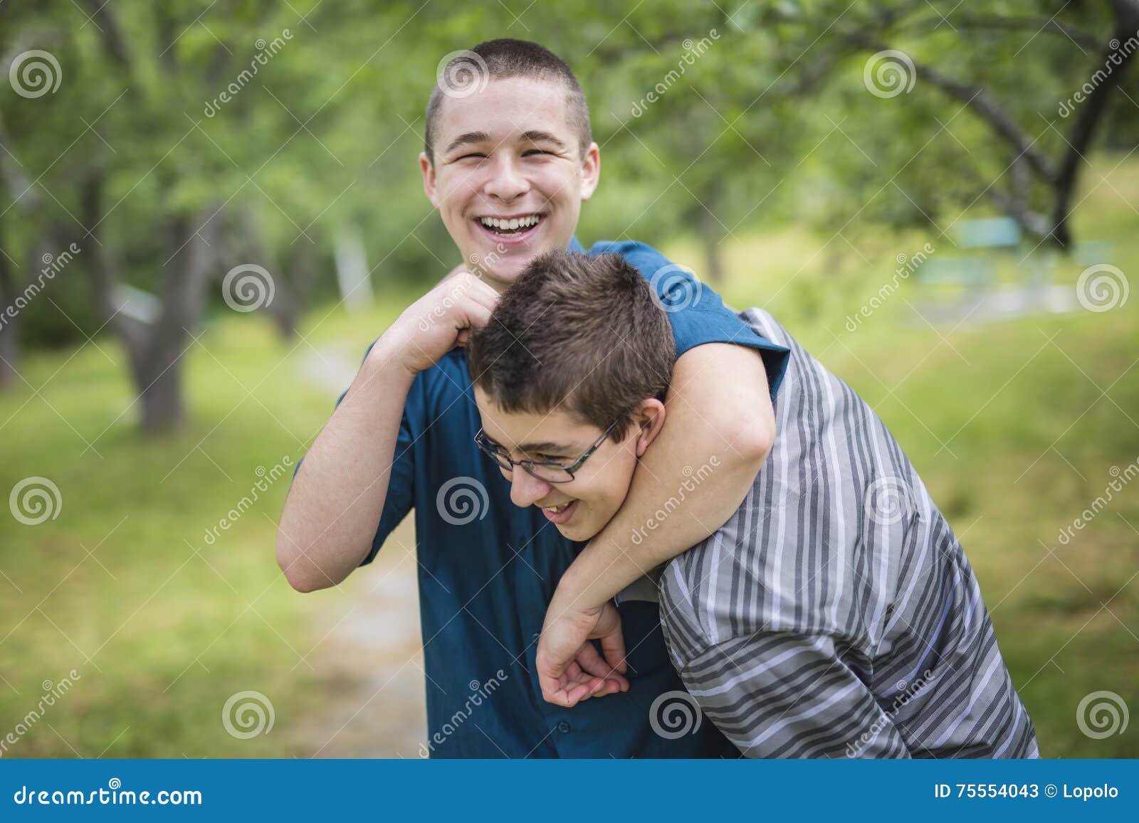 Cute Brothers Outside in Forest Stock Image - Image of kids, outdoors ...