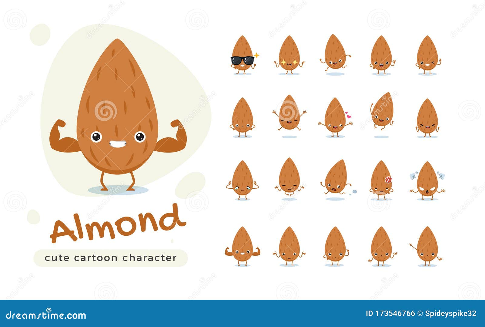 The Cute Brown Almond. Isolated Vector Illustration Stock Illustration ...