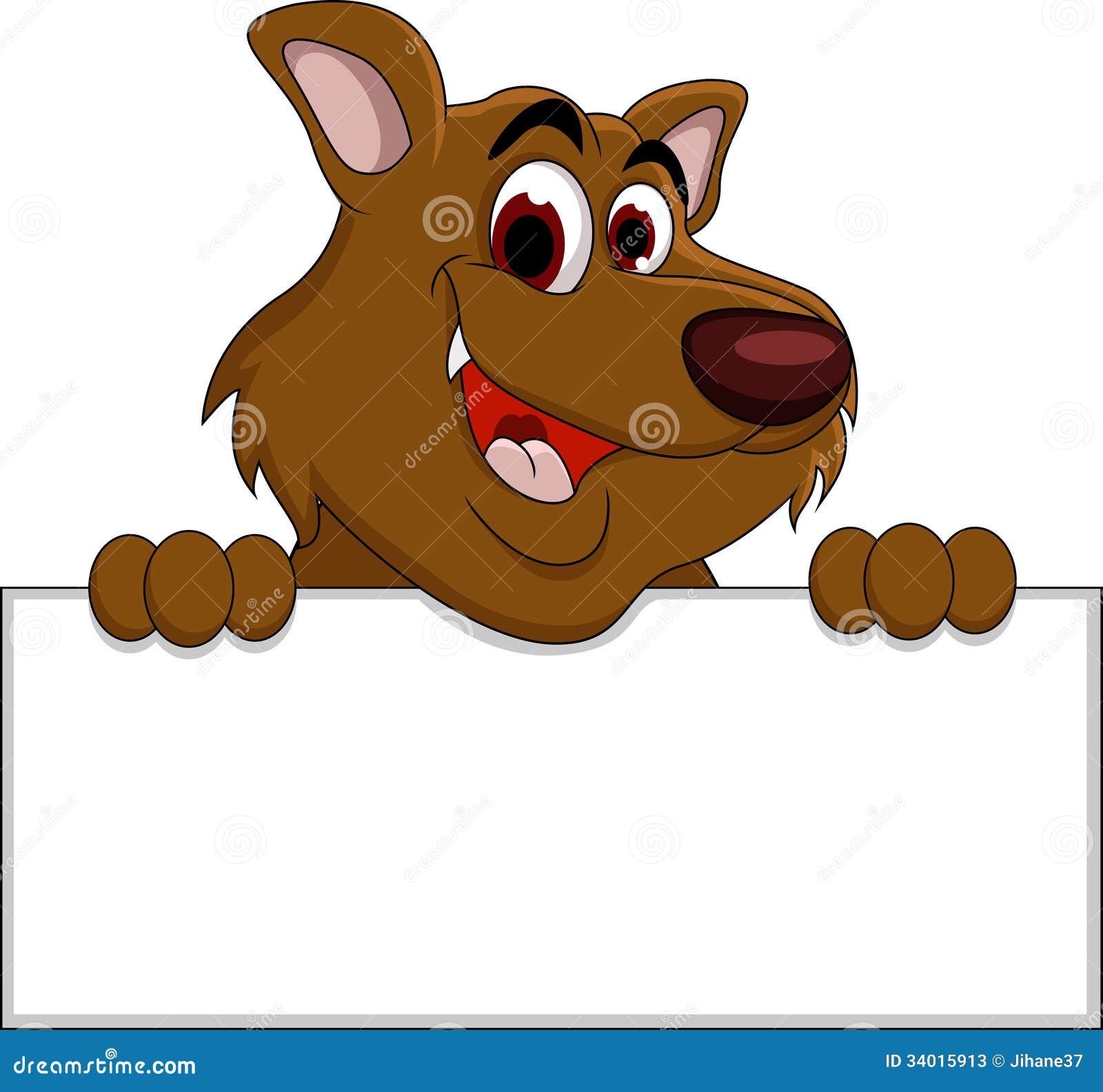 Cute Brown Bear Cartoon with Blank Sign Stock Illustration ...