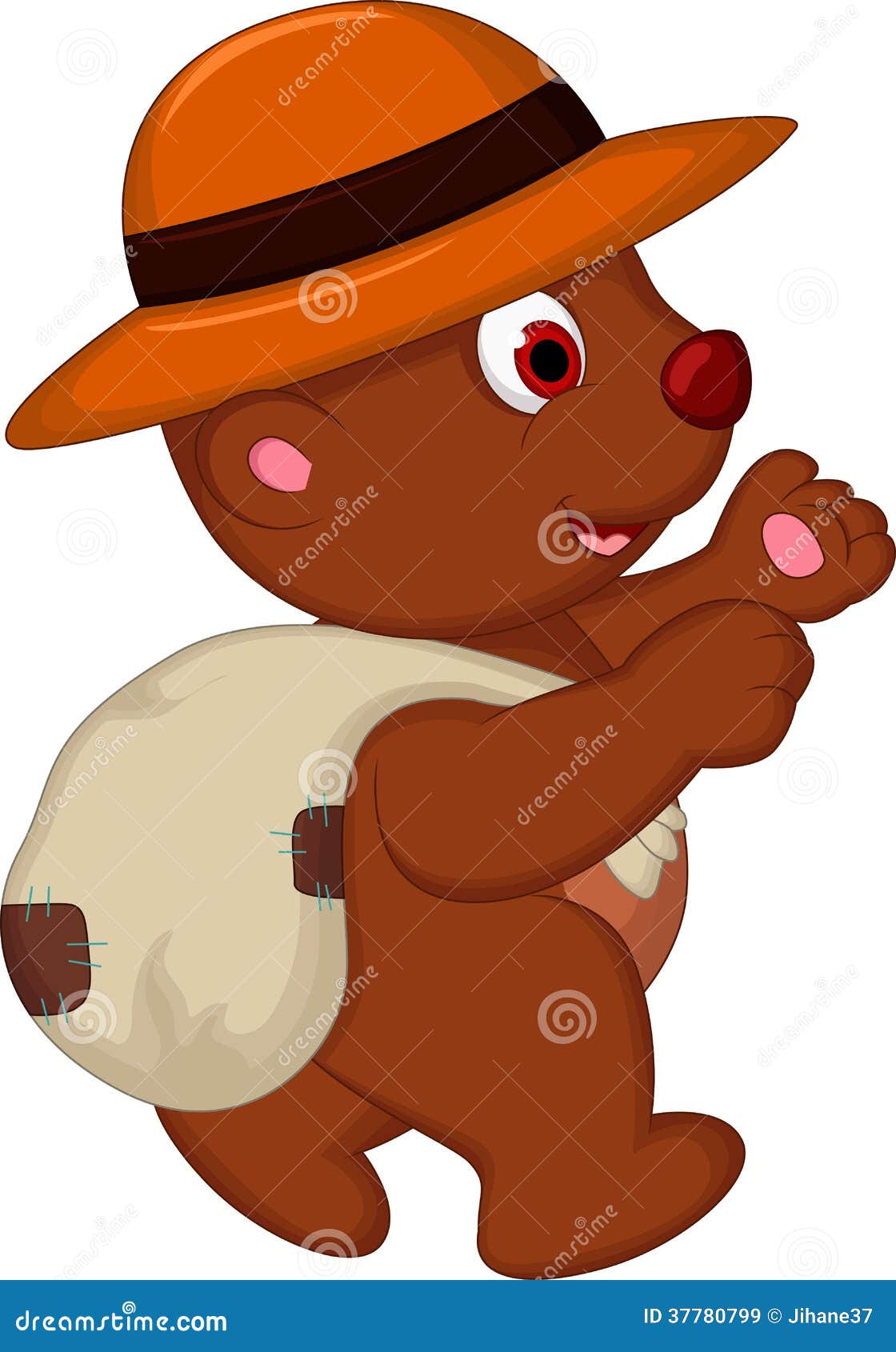 Cute Brown Bear Cartoon Walking Stock Illustration - Illustration of ...