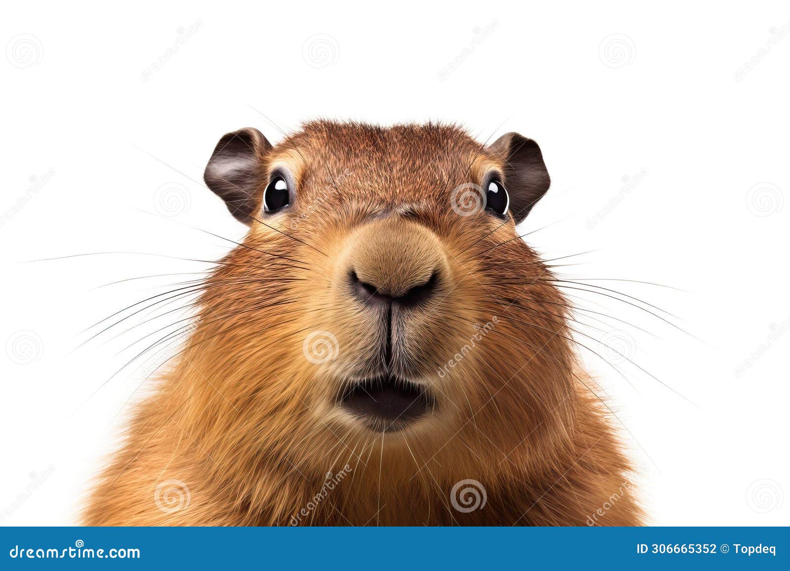 Cute Brown Capybara Animal Looking at Camera Isolated on White ...