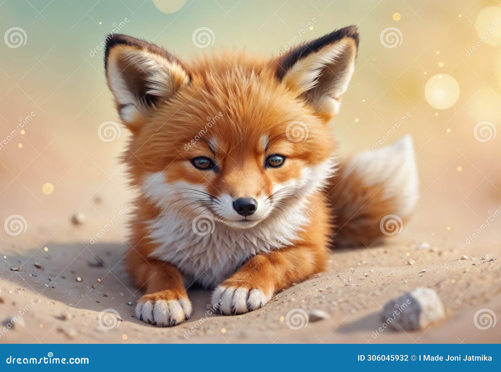 A Cute Brown Fox is Sleeping with Its Fluffy Tail with Blurry and ...